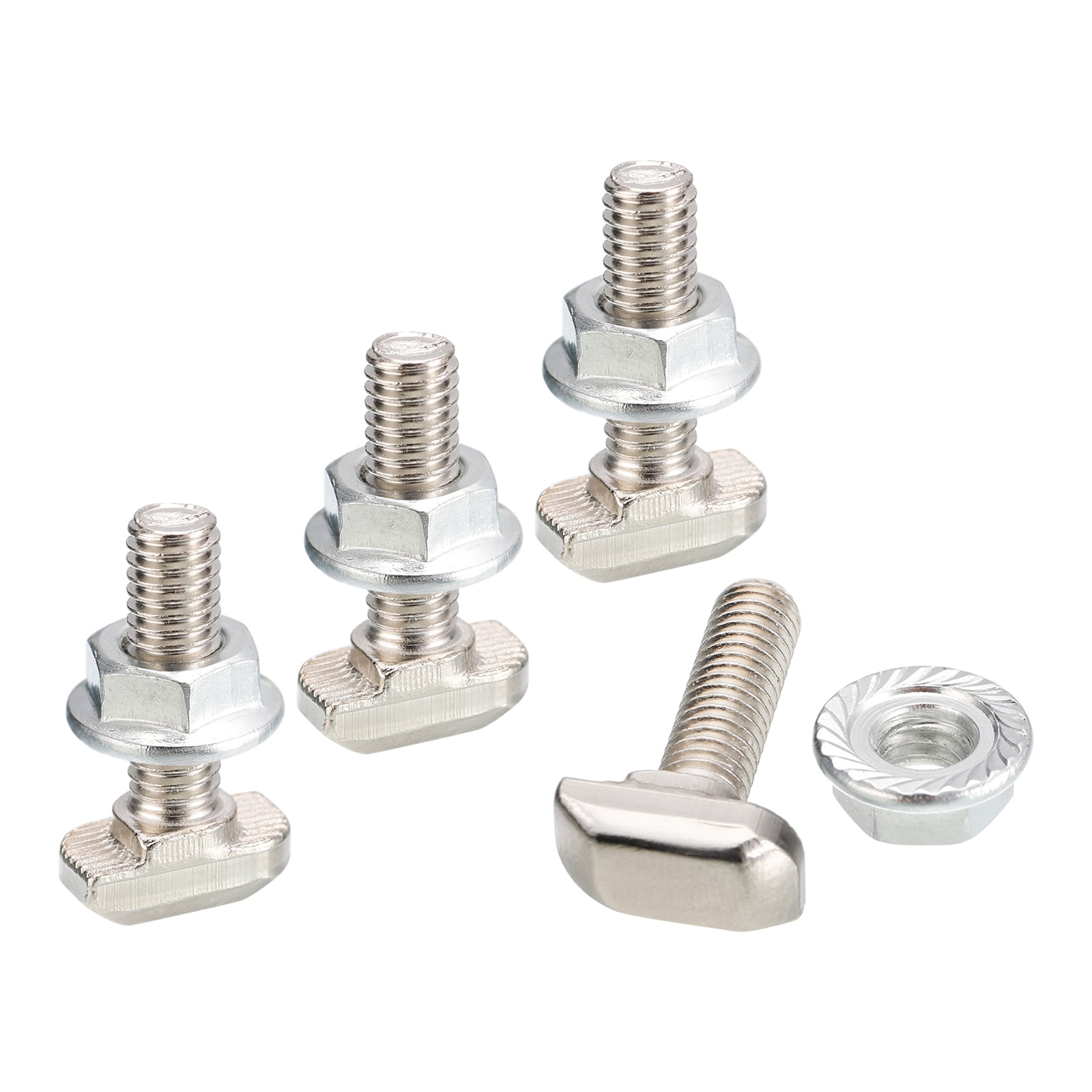 M6x20mm T Slot Drop in Bolt and M6 Hexagon Flange Nut Set 20 Sets ...