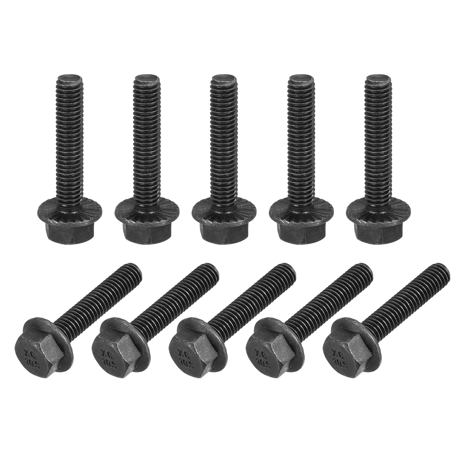 M6x30mm Hex Serrated Flange Bolts 10.9 Grade Carbon Steel Screws 15 ...