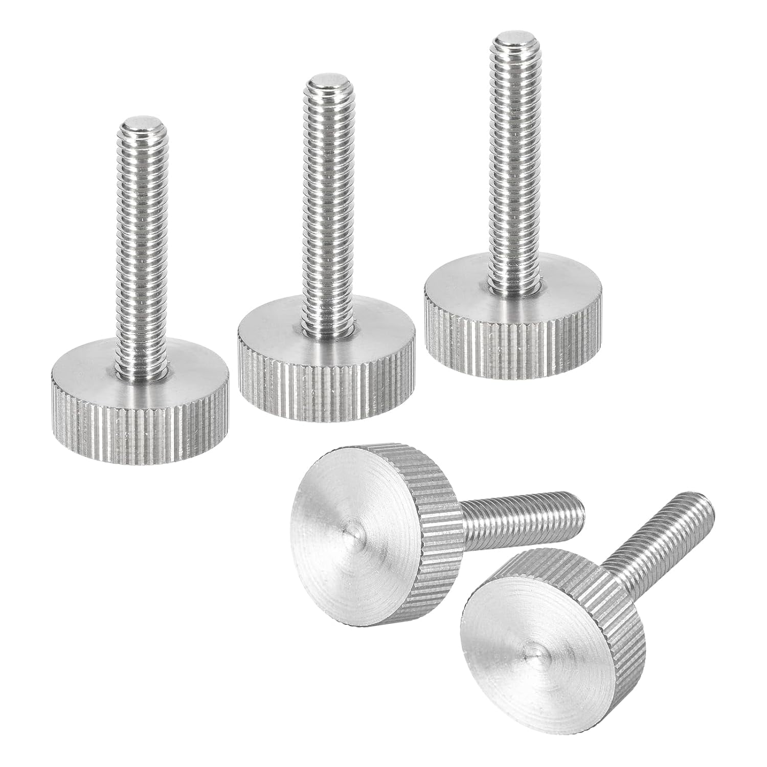M6x30mm Knurled Thumb Screws, 5pcs 304 Stainless Steel Flat Knurled Head Fully Threaded Thumb ...