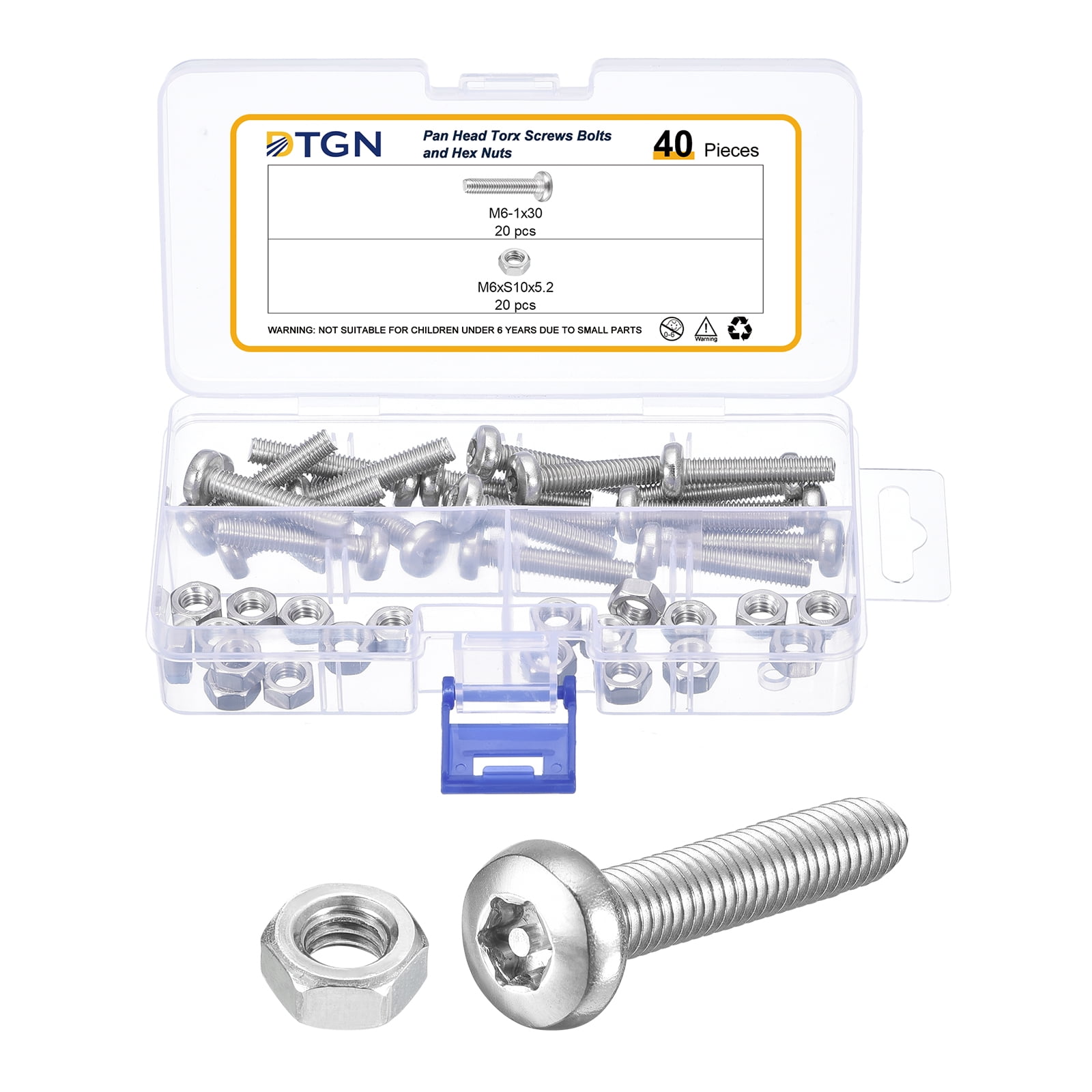 M6x30mm Pan Head Torx Security Screw - 40Pack - Stainless Steel ...