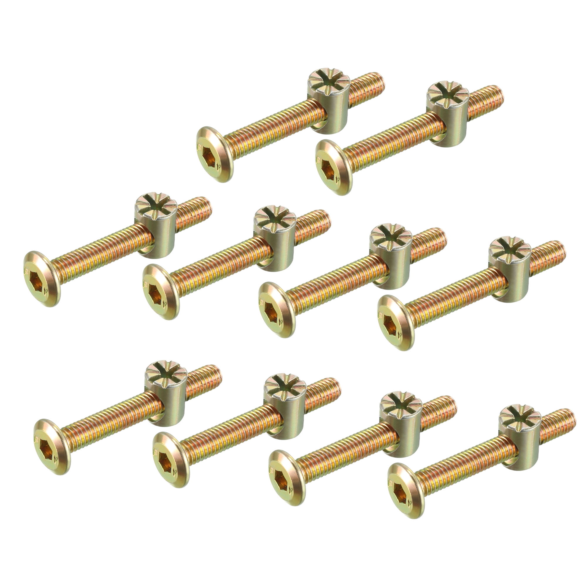 M6x45mm Furniture Bolt Nut Set Carbon Steel Zinc Plated 10 Sets ...