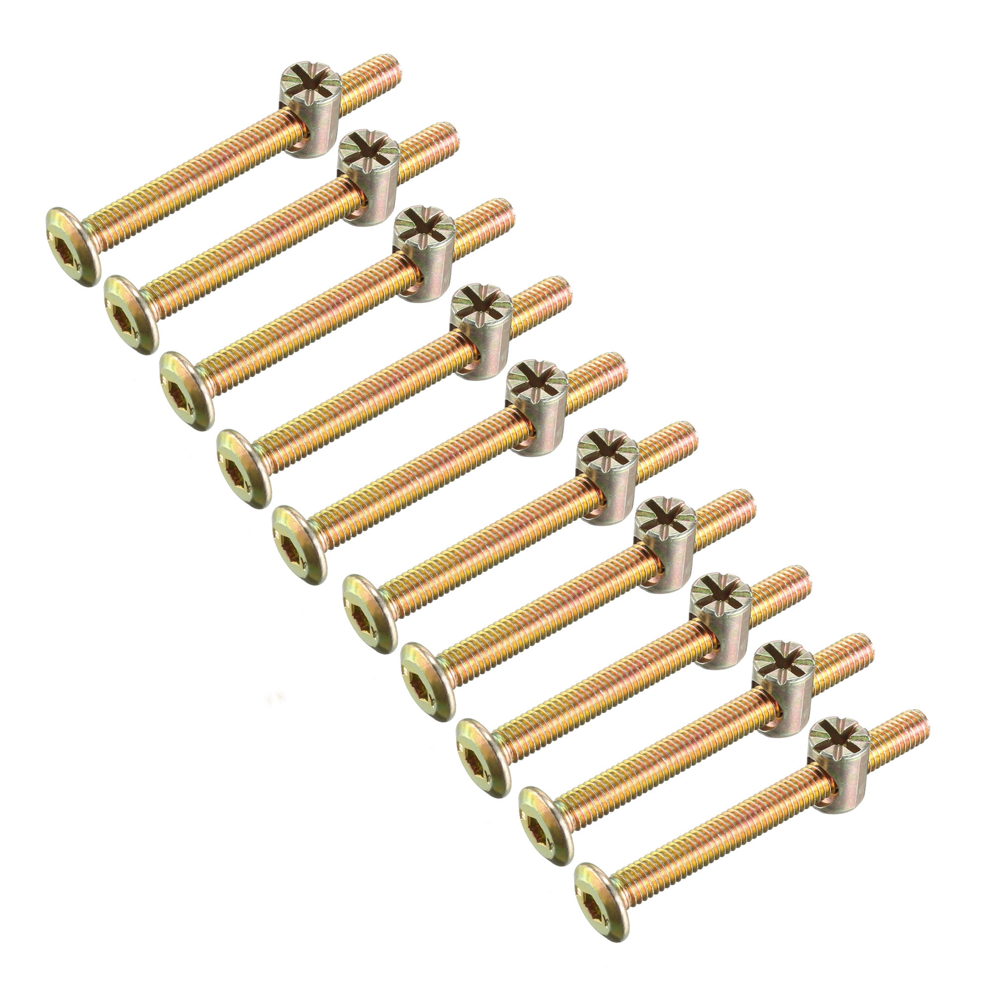 M6x60mm Furniture Bolt Nut Set Carbon Steel Zinc Plated 10 Sets ...