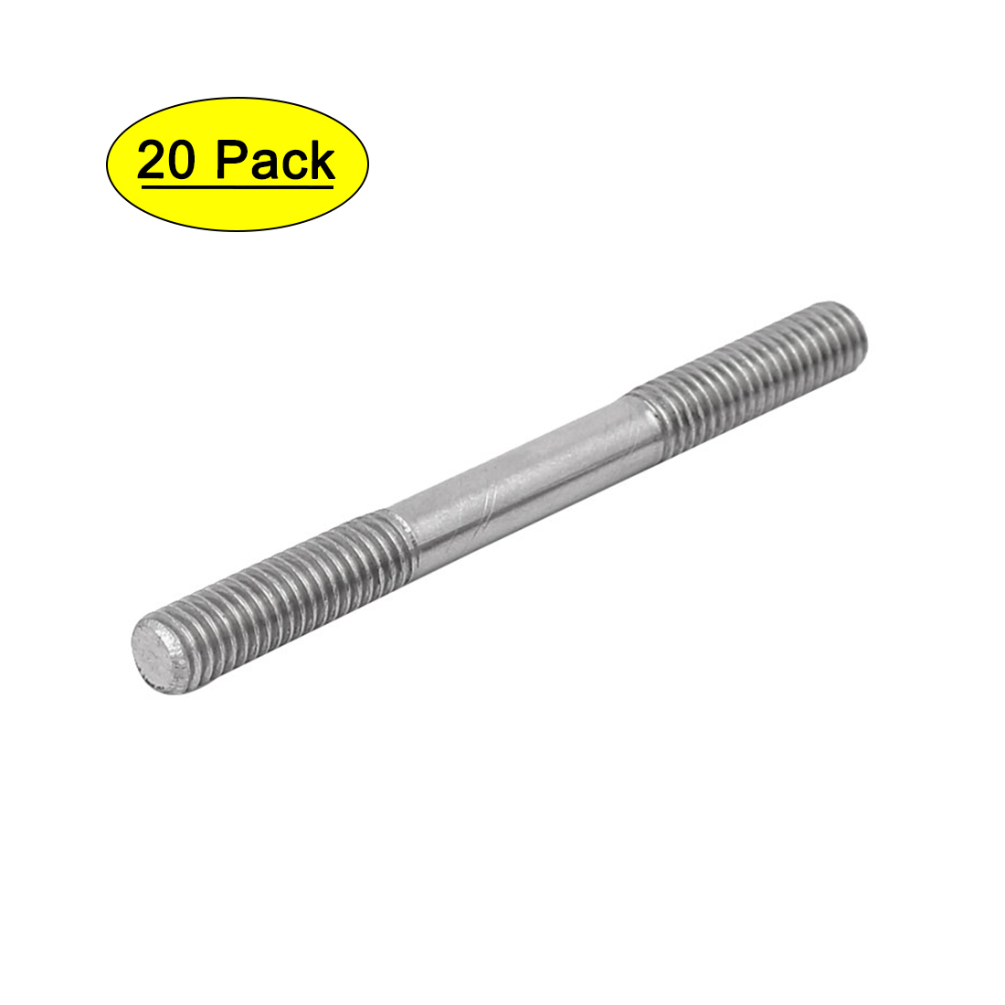M6x65mm 304 Stainless Steel Double End Threaded Stud Screw Bolt 20pcs ...