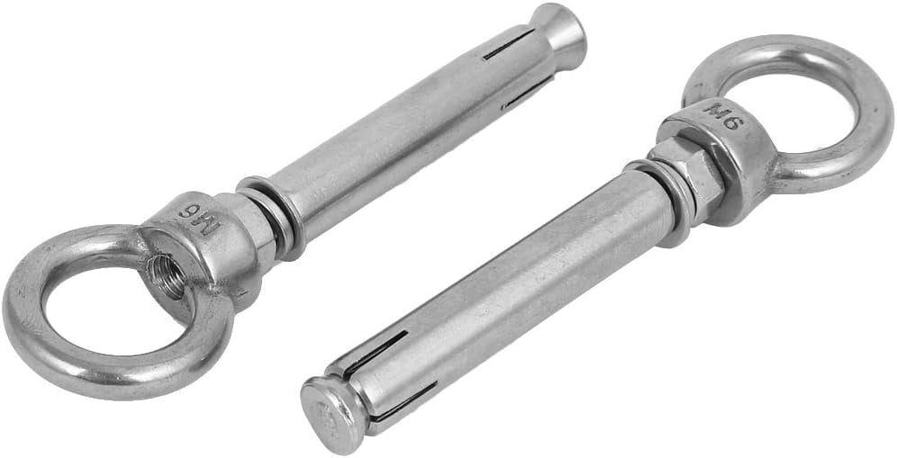 M6x70mm 304 Stainless Steel Expansion Screw Closed Hook Anchor Bolt 2pcs (M6x70mm 304 Tornillo ...