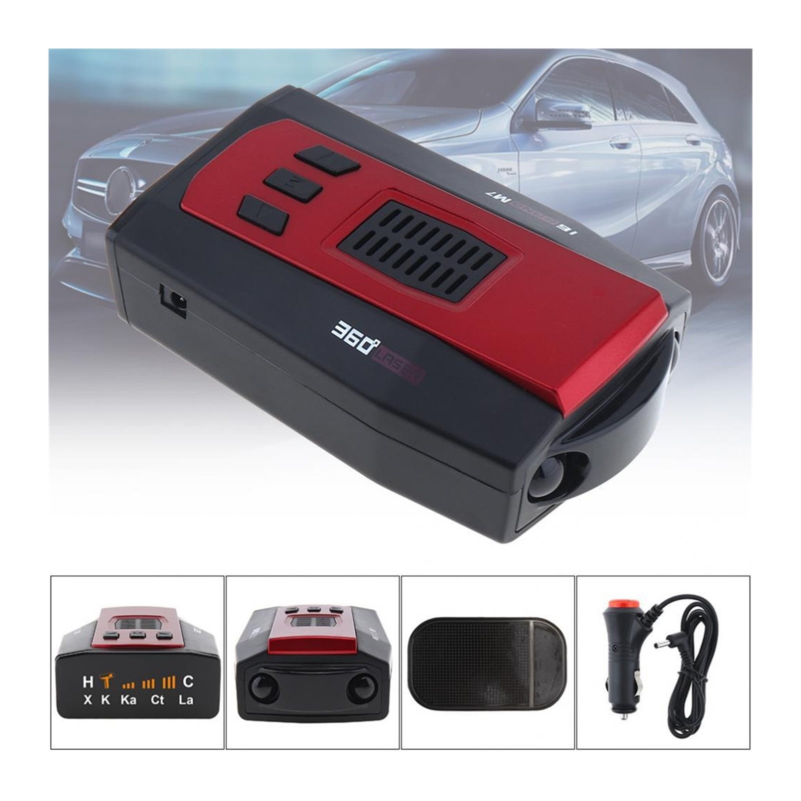 M7 Speed Car Radar Detector 360 Degree 16 Band Version LED Display Anti ...