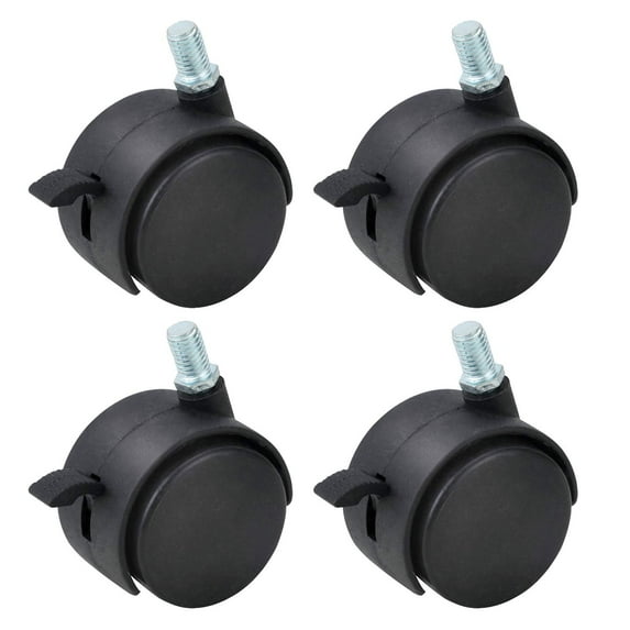 M8×1.25 Threaded Stem 1.5 Inch Nylon Swivel Caster Wheels with Brake ...