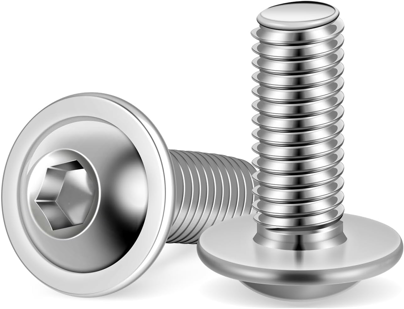 M8-1.25 x 20mm Flanged Button Head Socket Cap Screws Flange Bolts, 18-8 Stainless Steel 304 ...