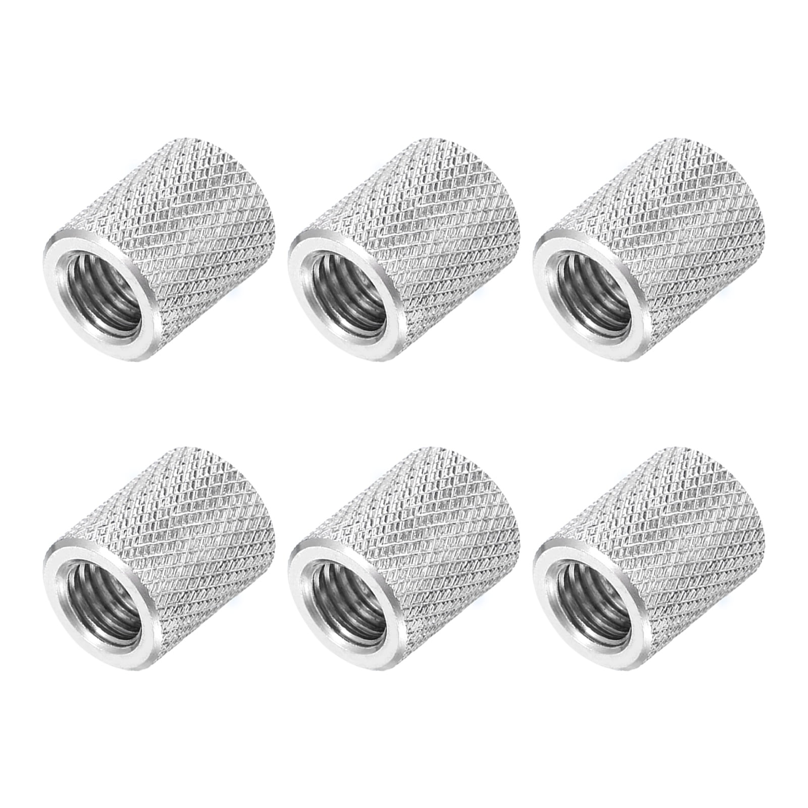 M8 6 Pack 304 Stainless Steel Round Knurled Connector Nuts,0.47"OD x 0. ...