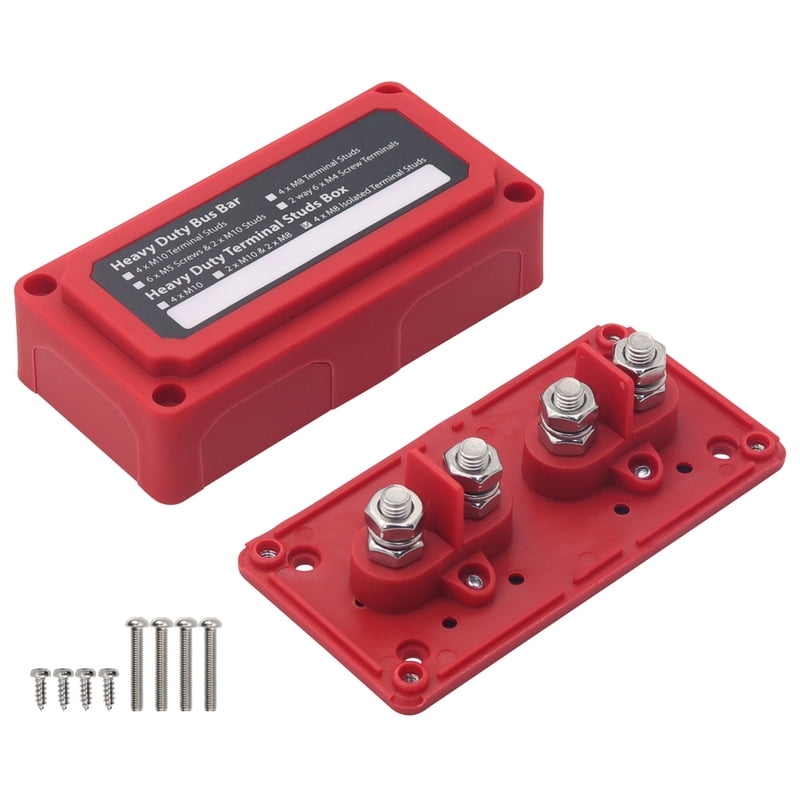 M8 Bus Bar Terminal Block 48V 200A Power Distribution Block with Cover ...
