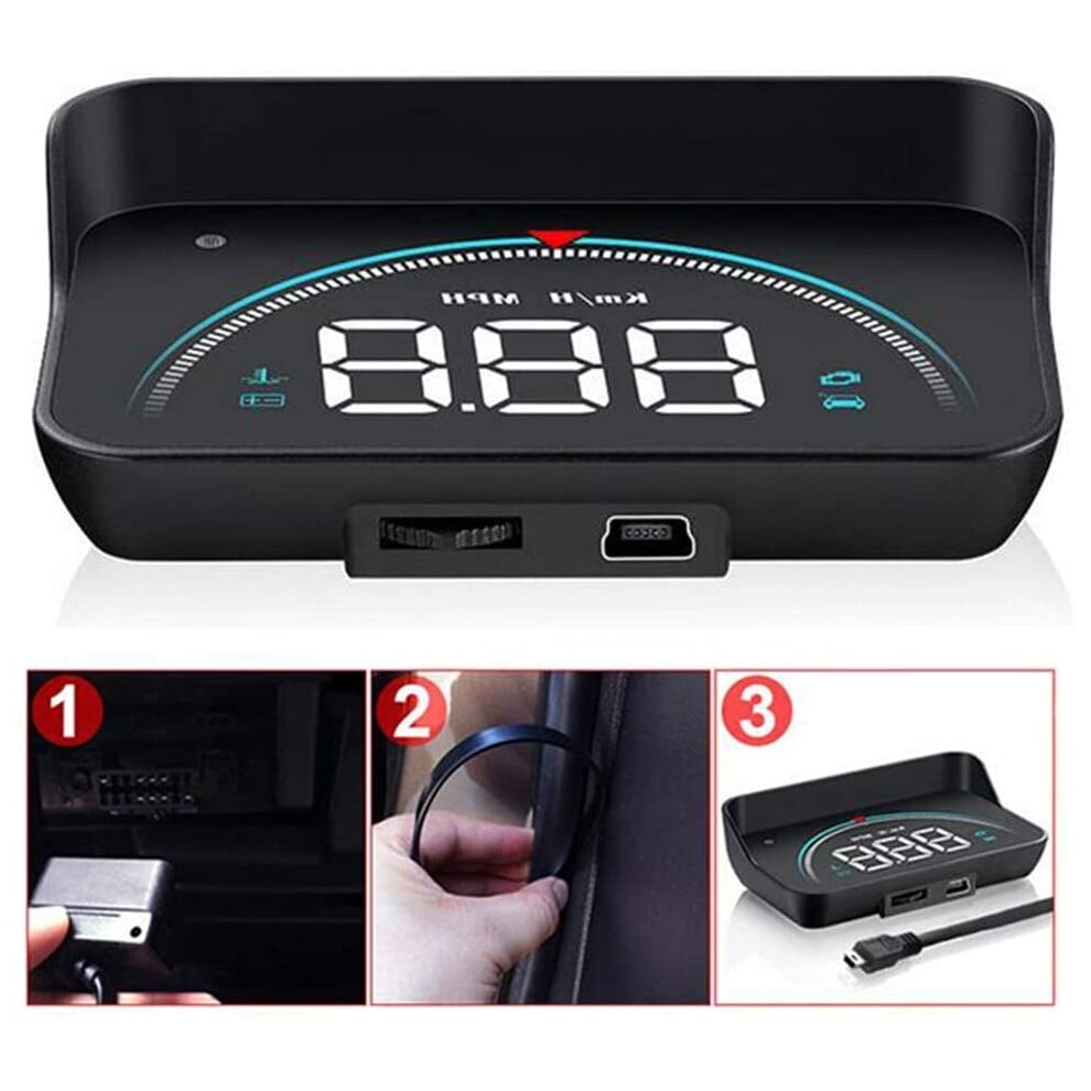 M8 Car HUD Head Up Display OBD2 EOBD Overspeed Warning System Projector ...
