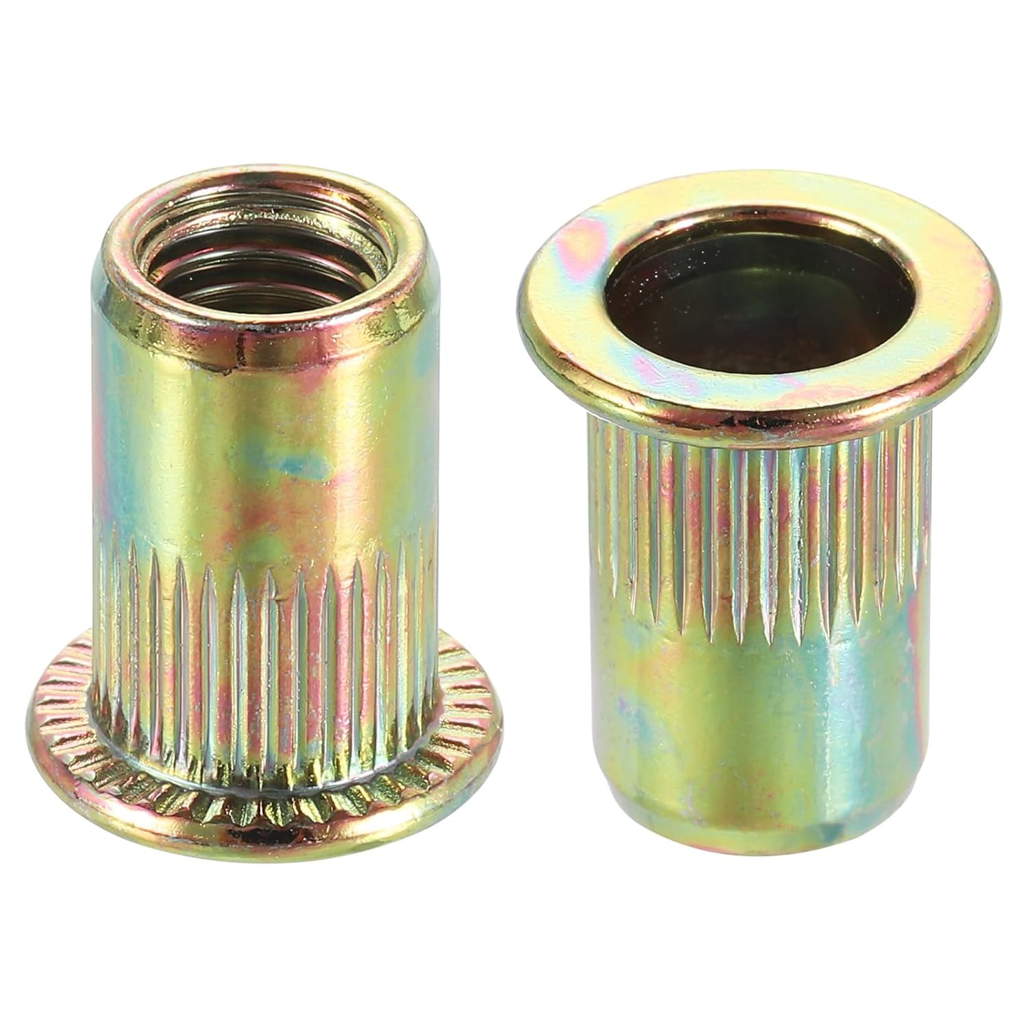 M8 Carbon Steel Rivet Nuts Flat Head Insert Yellow Zinc Plated 60Pcs ...