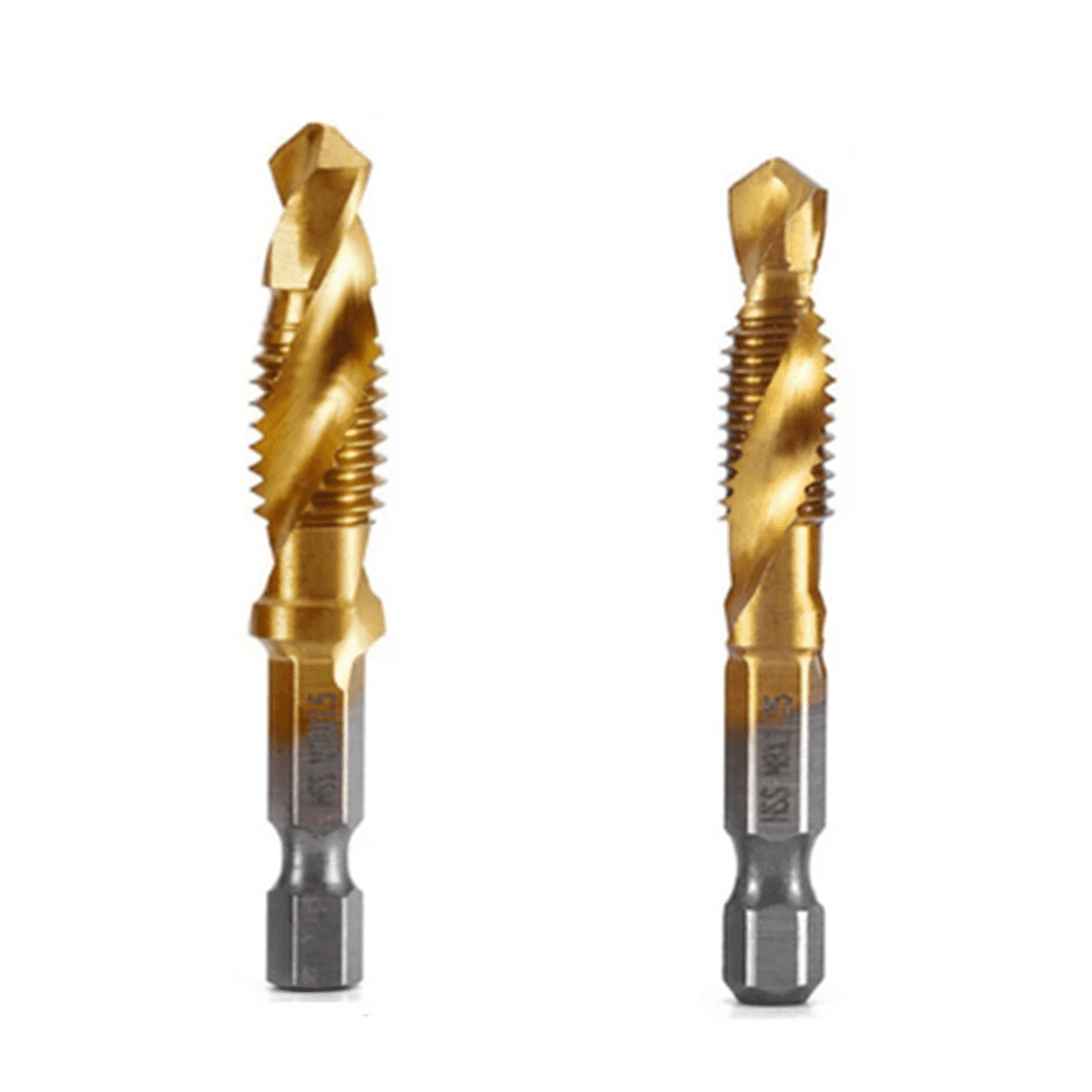 M8 M10 Hex Shank Titanium Plated HSS Screw Thread Metric Tap Drill Bits ...