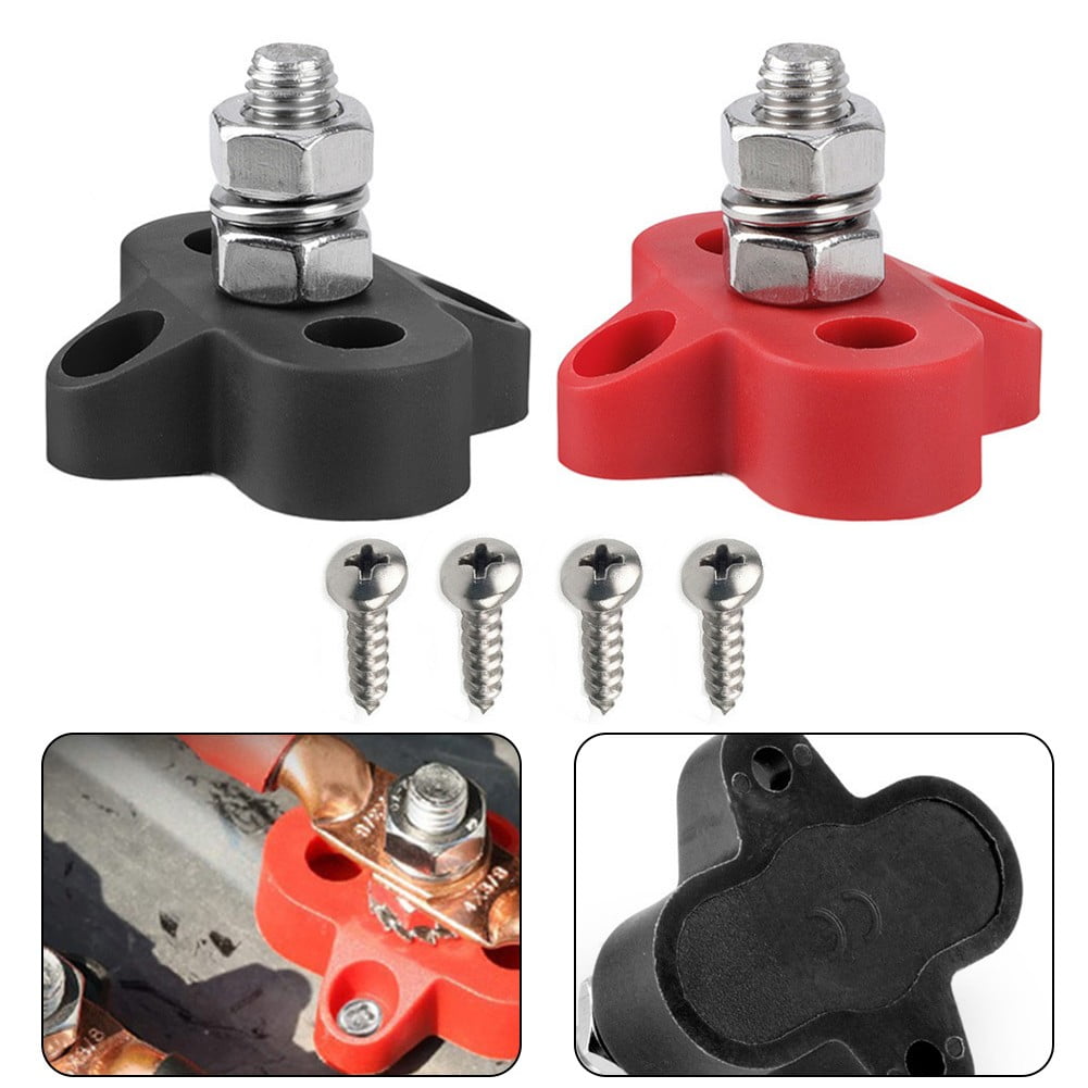 M8 Red & Black Junction Block Power Post Insulated Terminal Studs 8mm ...