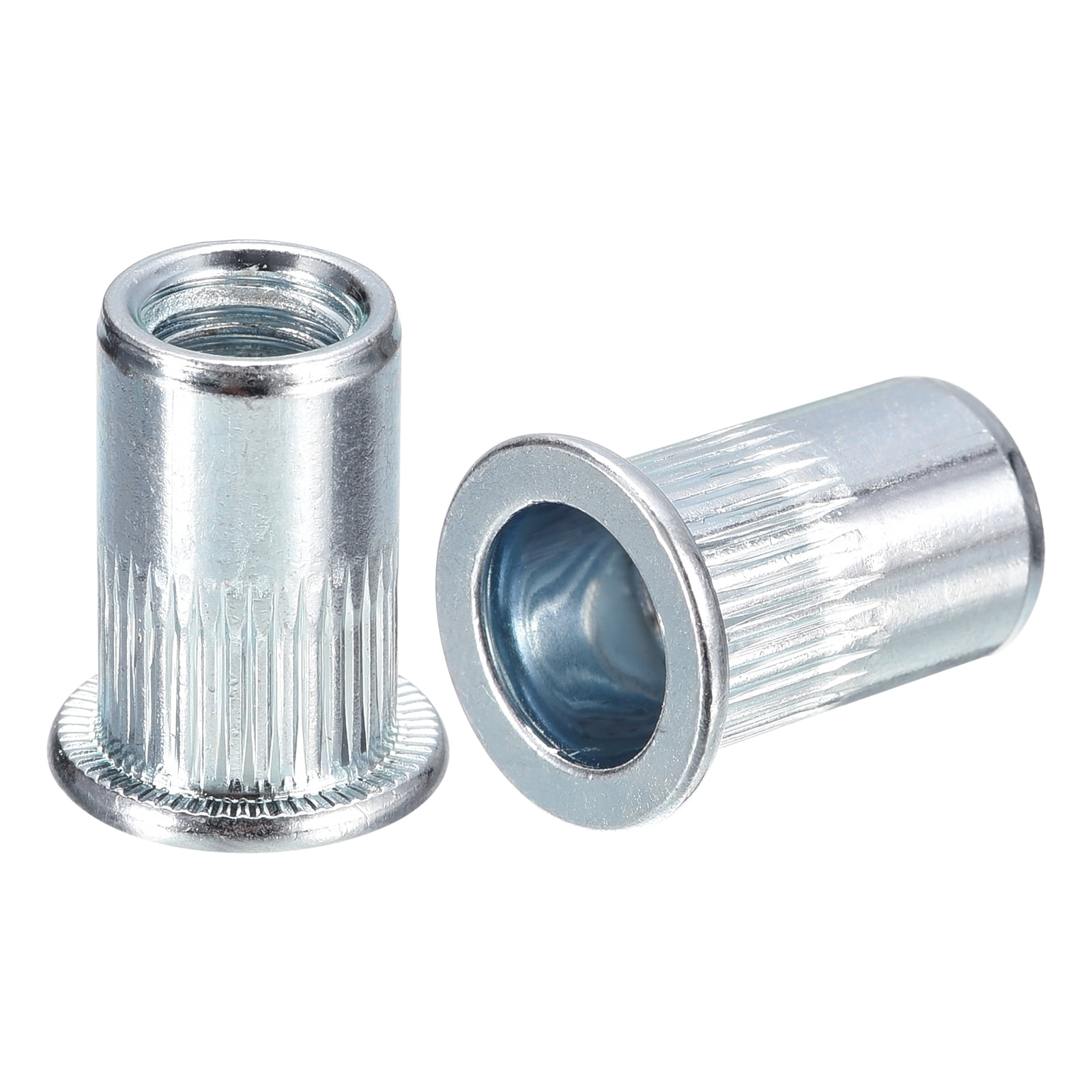 M8 Rivet Nuts, 50 Pack Zinc Plated Carbon Steel Knurled Flat Head ...