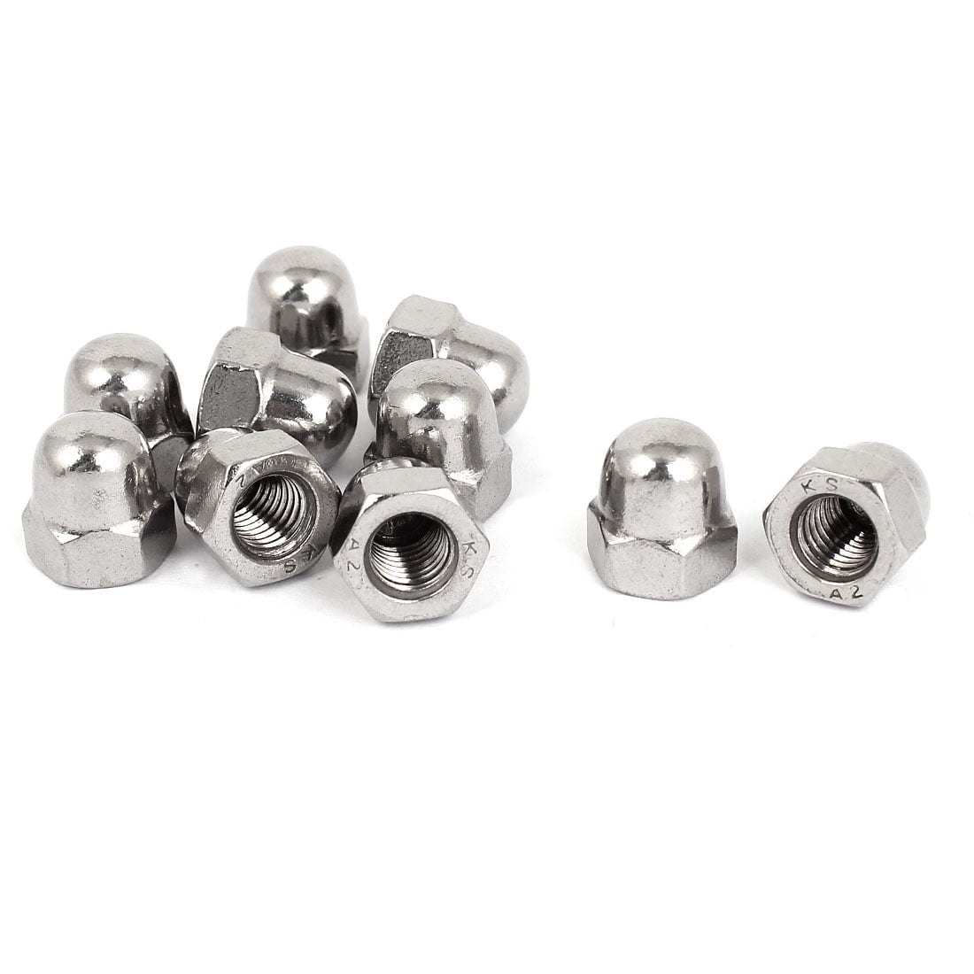 M8 Thread 304 Stainless Steel Dome Head Cap Acorn Hex Nuts Silver Tone ...