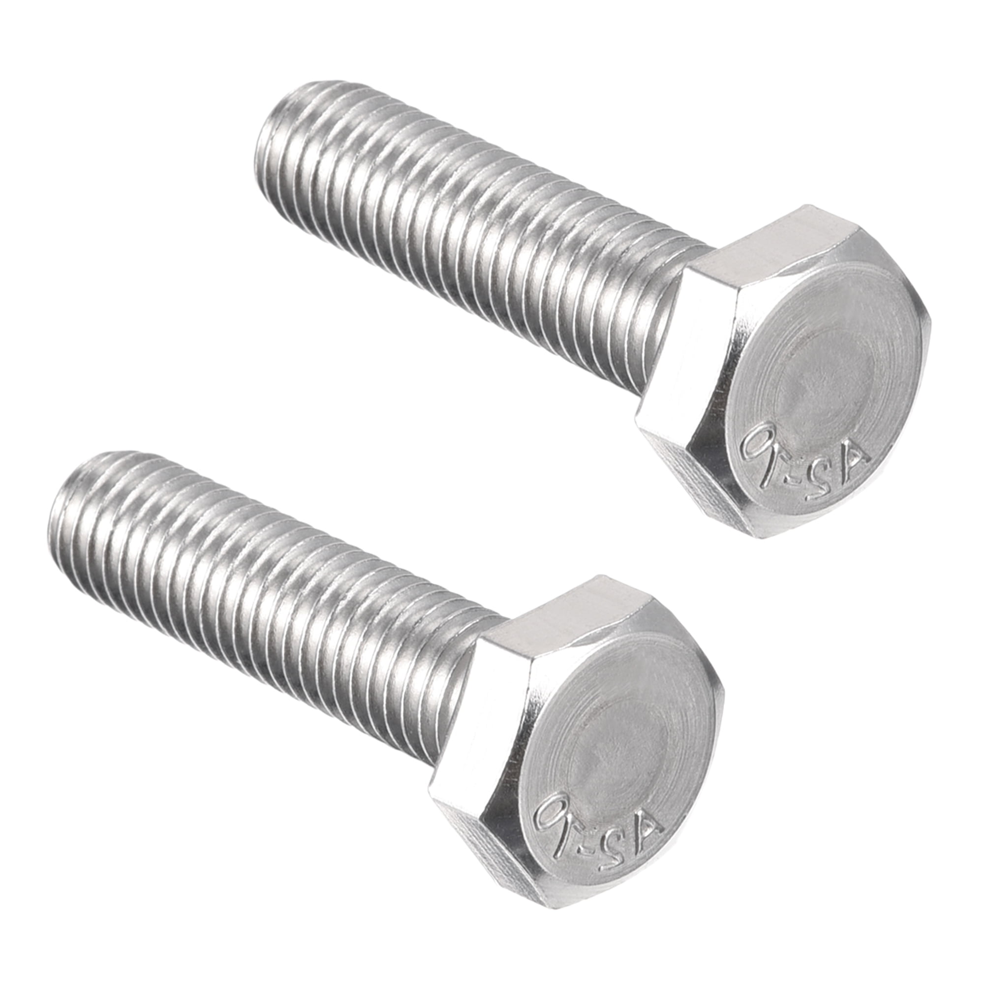 M8 Thread 40mm 304 Stainless Steel Hex Head Left Hand Screw Bolts 2pcs ...