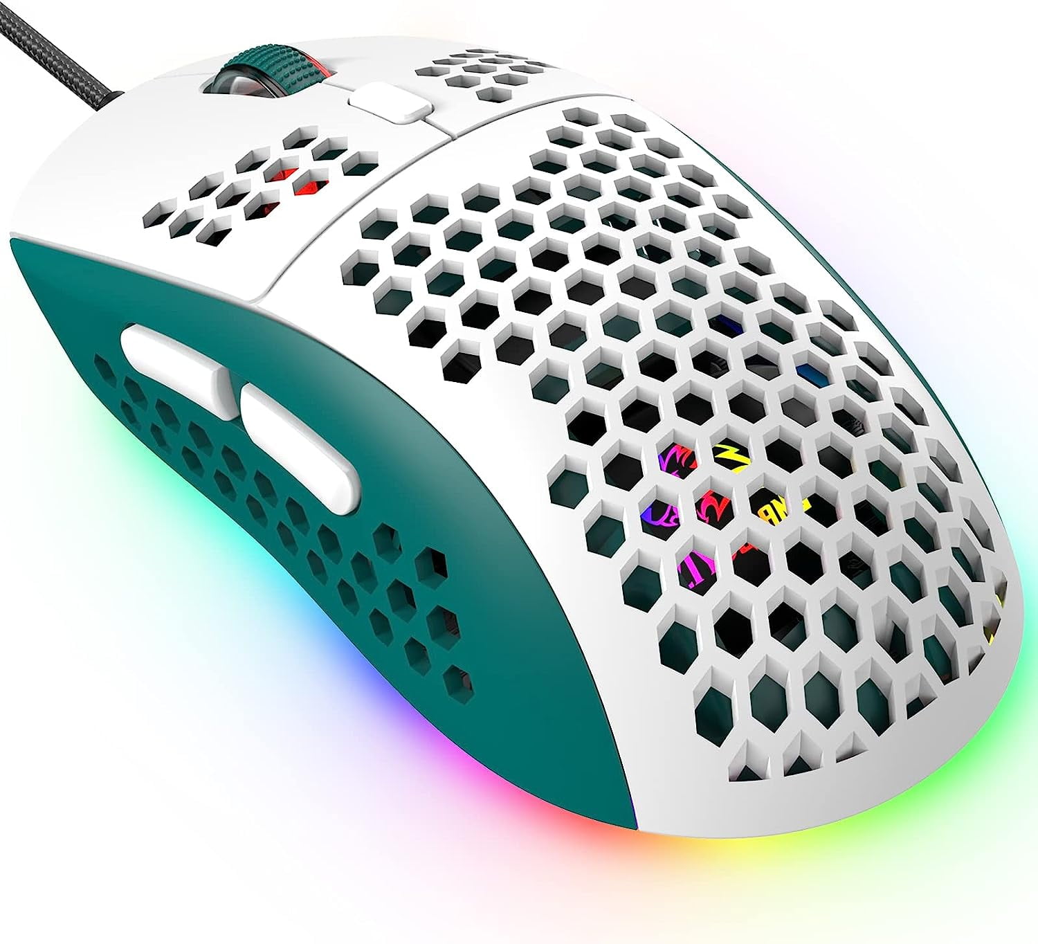 M8 Ultralight Wired Gaming Mouse, Lightweight Honeycomb Shell, 6 RGB ...