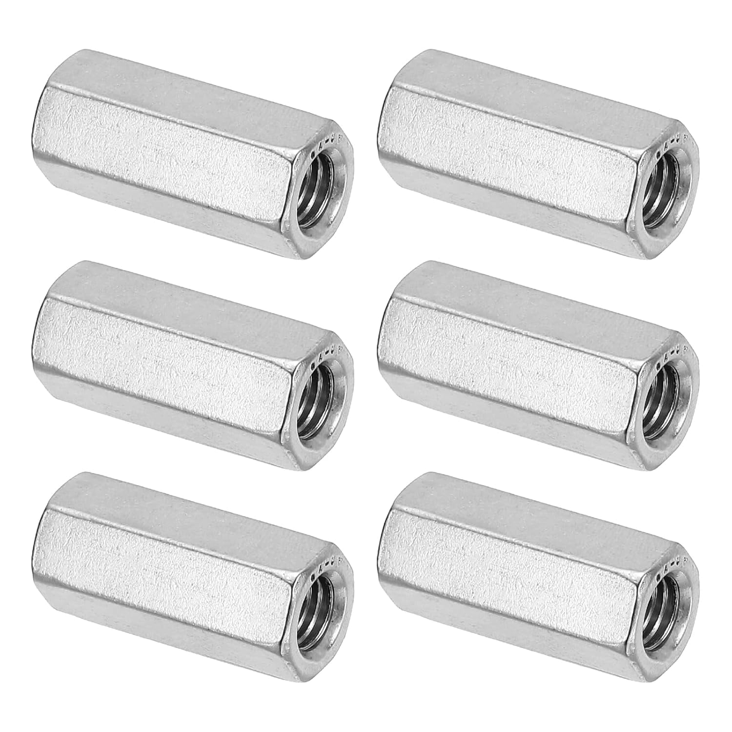 M8 x 1.25-Pitch 304 Stainless Steel Hex Coupling Nuts, 6Pcs 30mm/ 1.2 ...