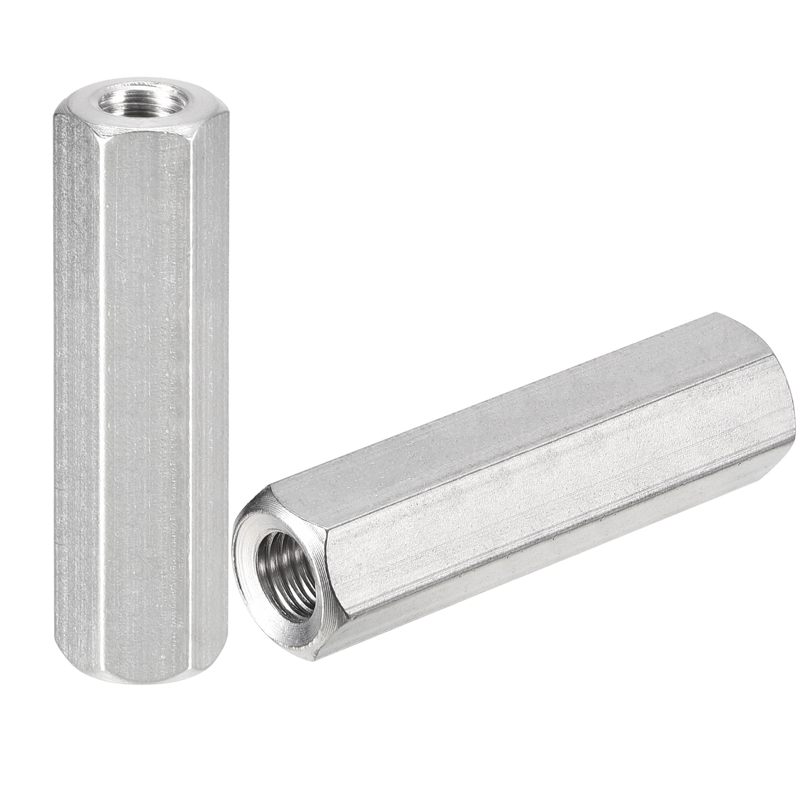M8 x 1.25-Pitch 50mm Length Coupling Nuts, 2 Pack 304 Stainless Steel ...