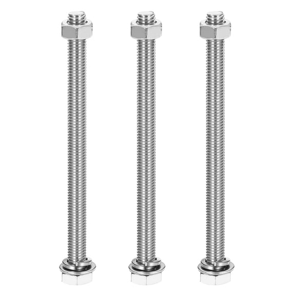 M8 x 110mm 304 Stainless Steel Hex Head Screws Bolts, Nuts, Flat & Lock ...