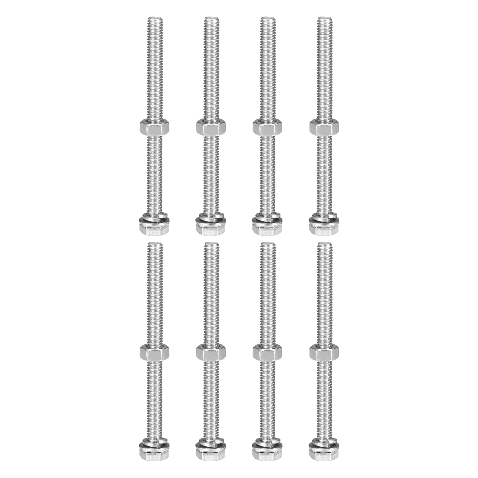 M8 x 110mm Hex Head Screws Bolts, Nuts, Flat & Lock Washers Kits, 304 ...