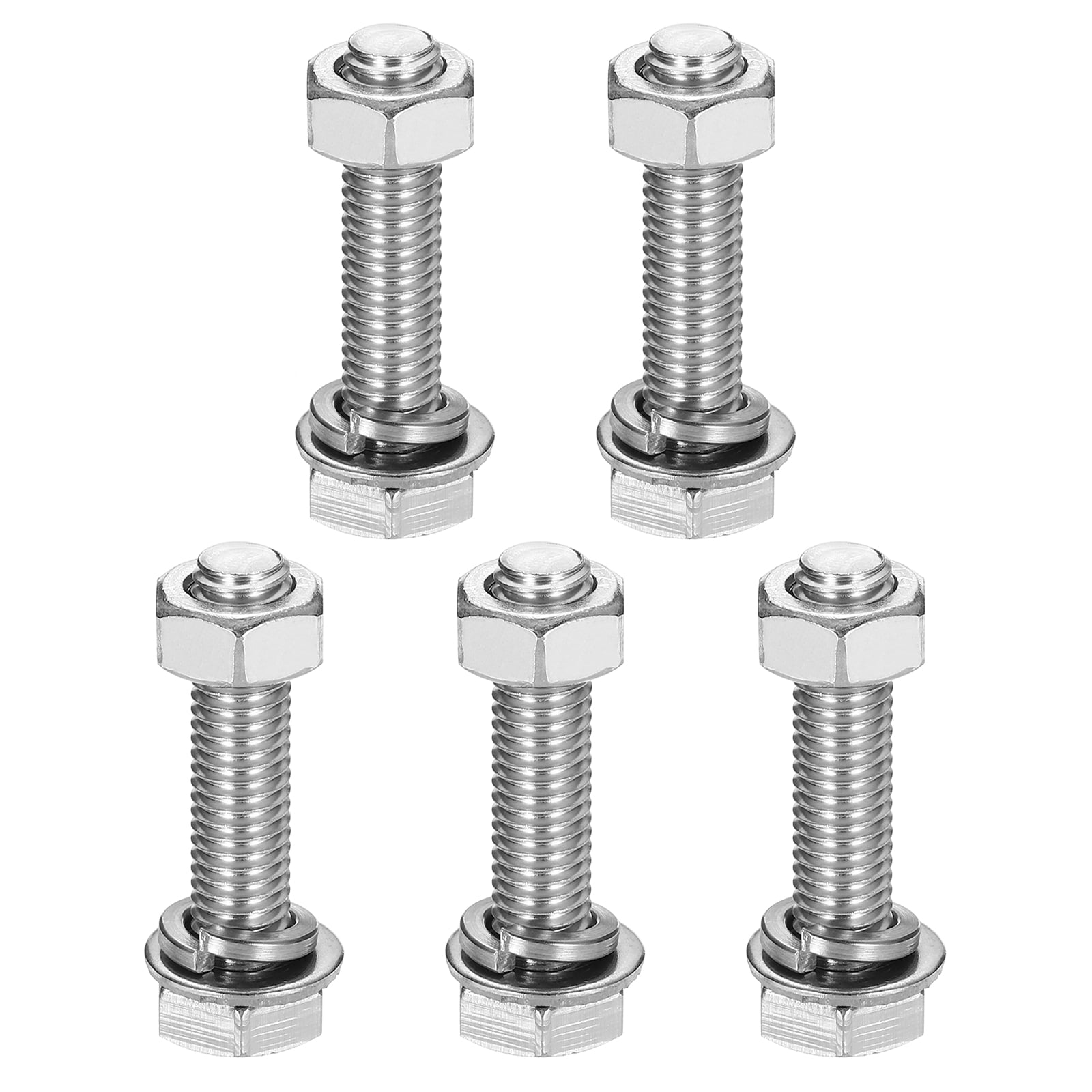 M8 x 35mm 304 Stainless Steel Hex Head Screws Bolts, Nuts, Flat & Lock ...
