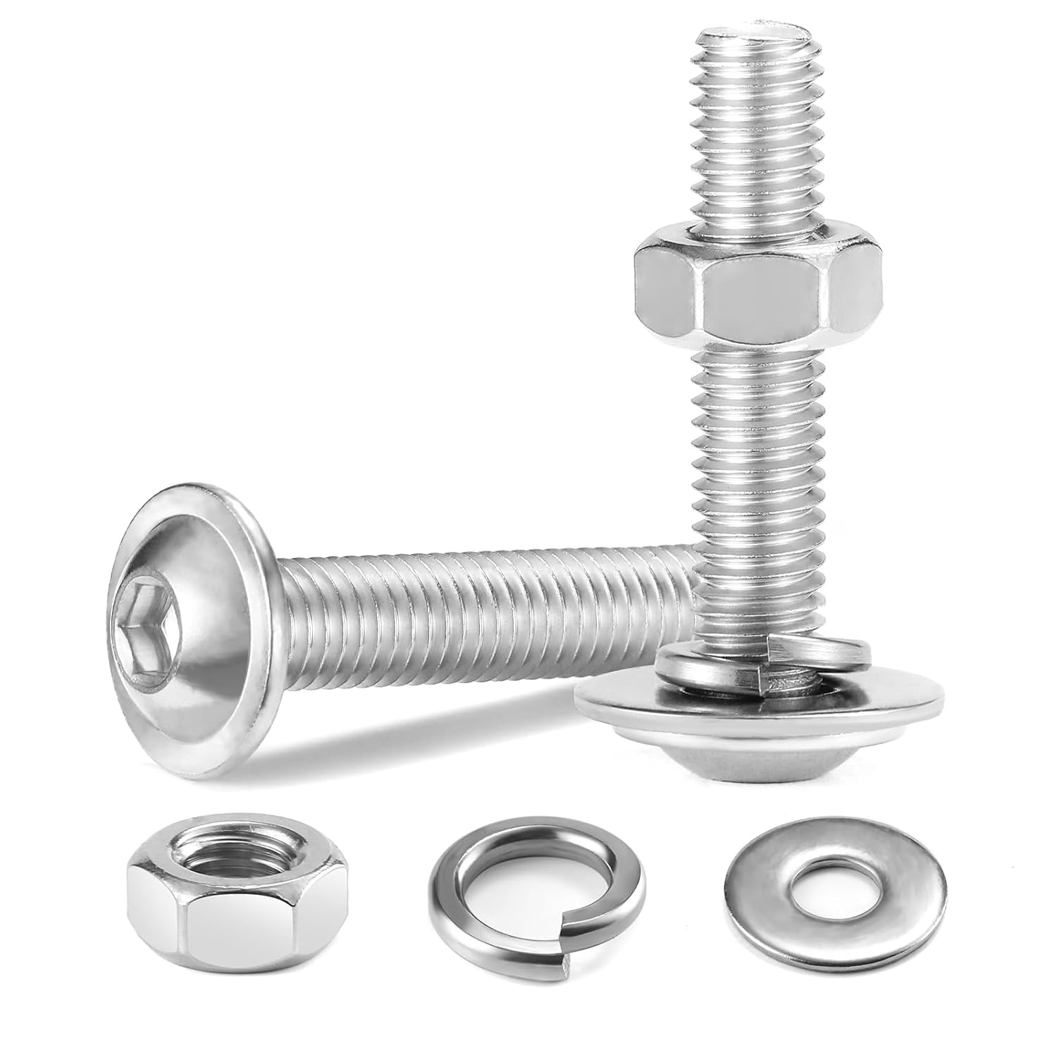 M8 x 40mm Flanged Button Head Socket Cap Screws Bolts, Nuts, Flat ...