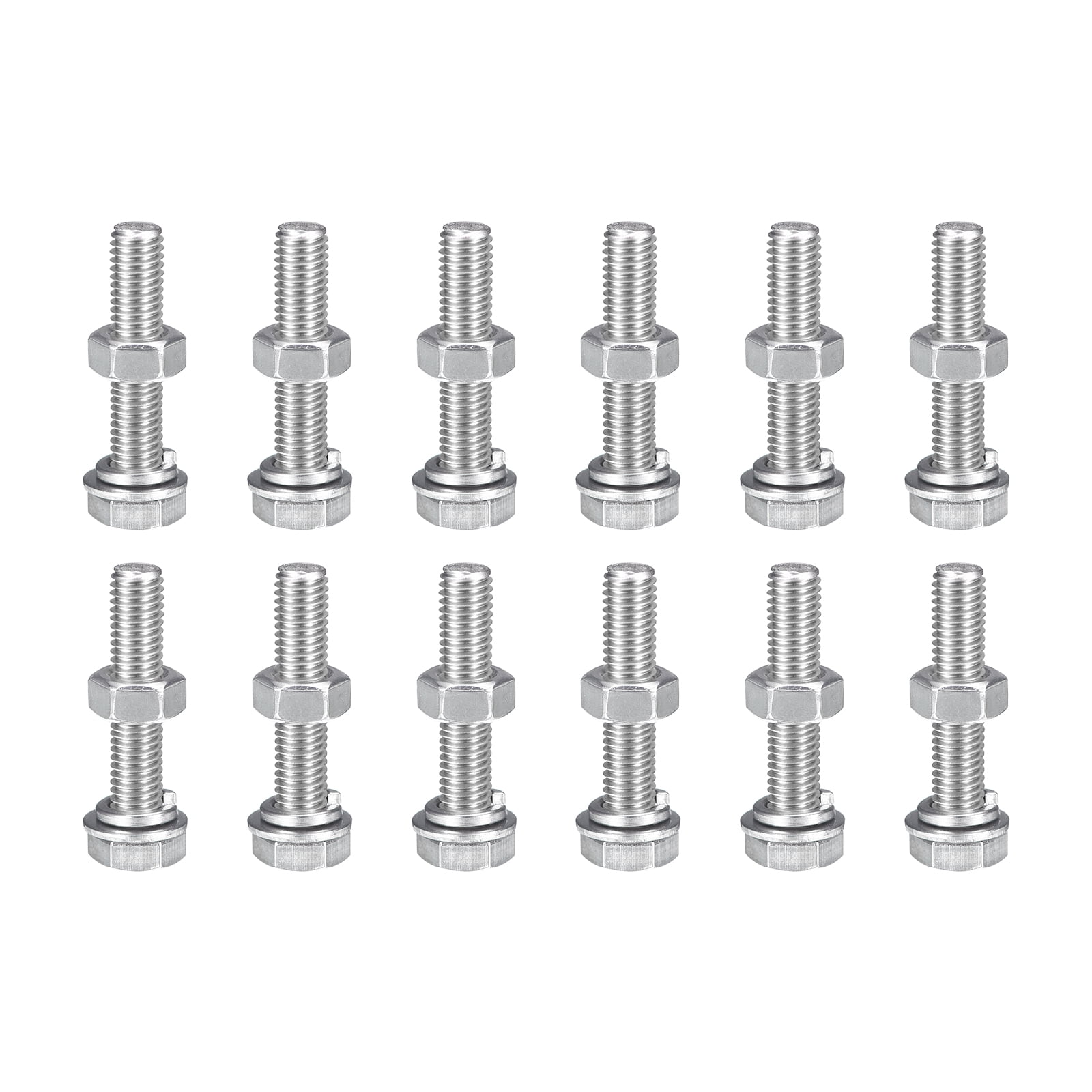 M8 x 45mm Hex Head Screws Bolts, Nuts, Flat & Lock Washers Kits, 304 ...