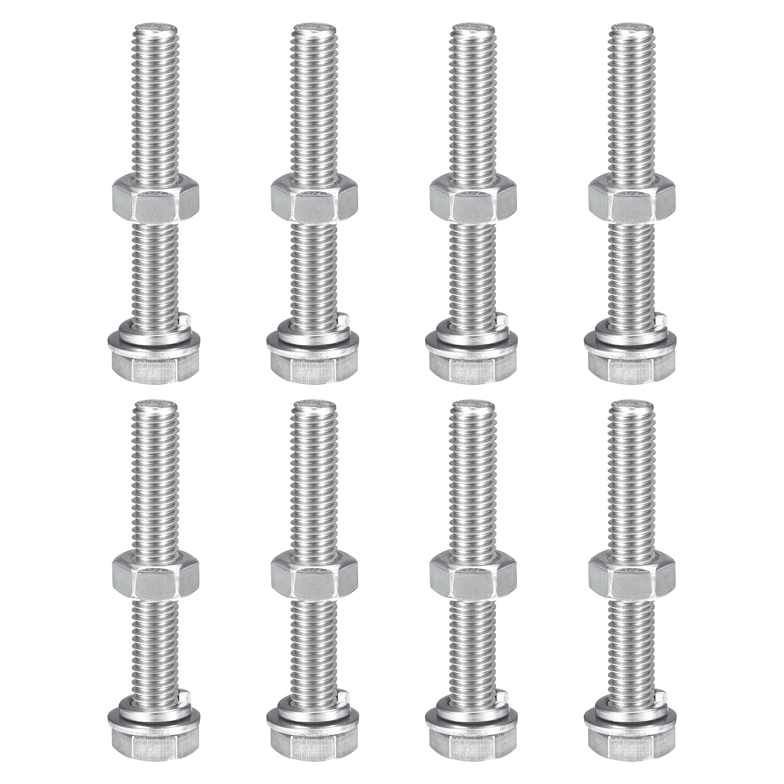M8 x 60mm Hex Head Screws Bolts, Nuts, Flat & Lock Washers Kits, 304 ...