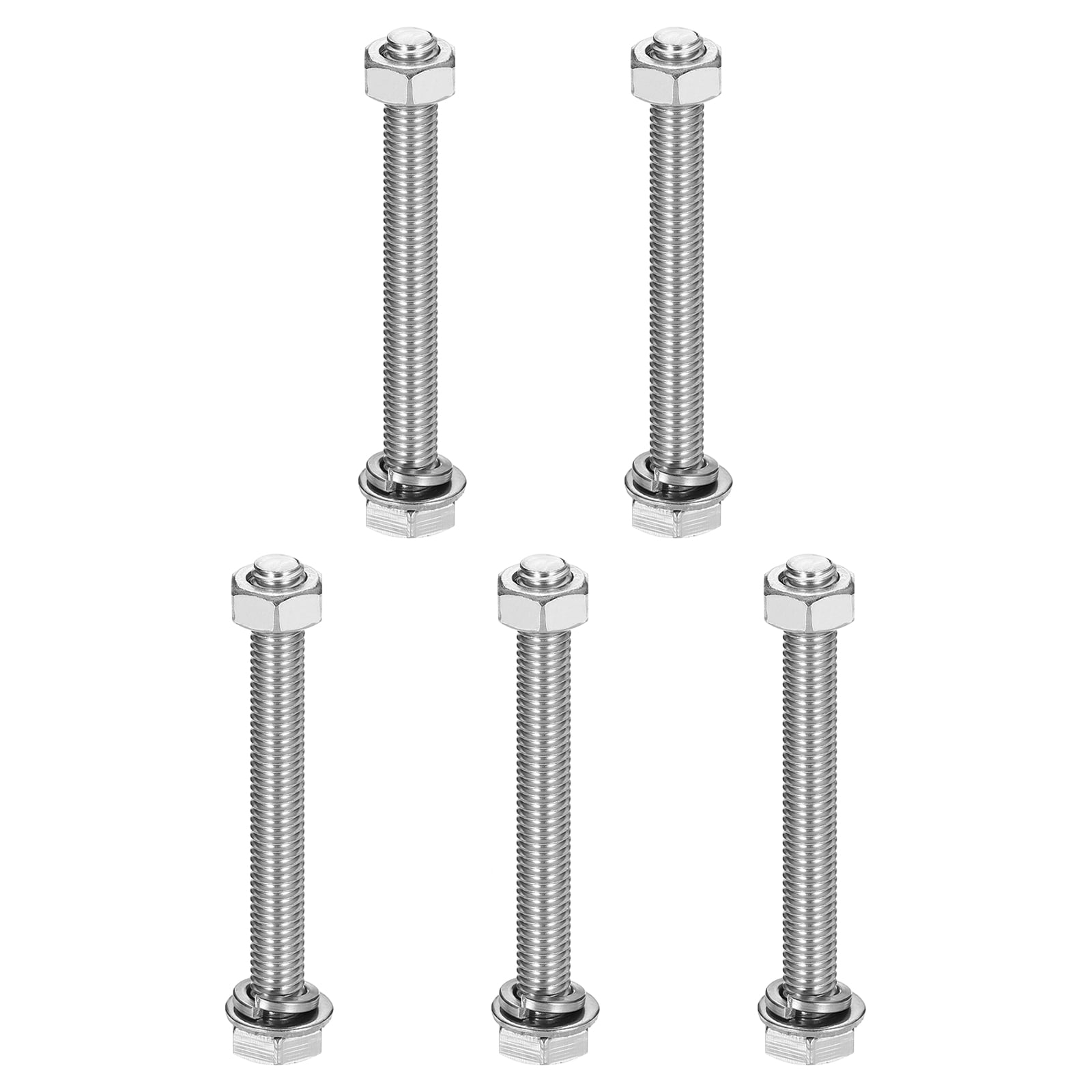 M8 x 70mm 304 Stainless Steel Hex Head Screws Bolts, Nuts, Flat & Lock ...