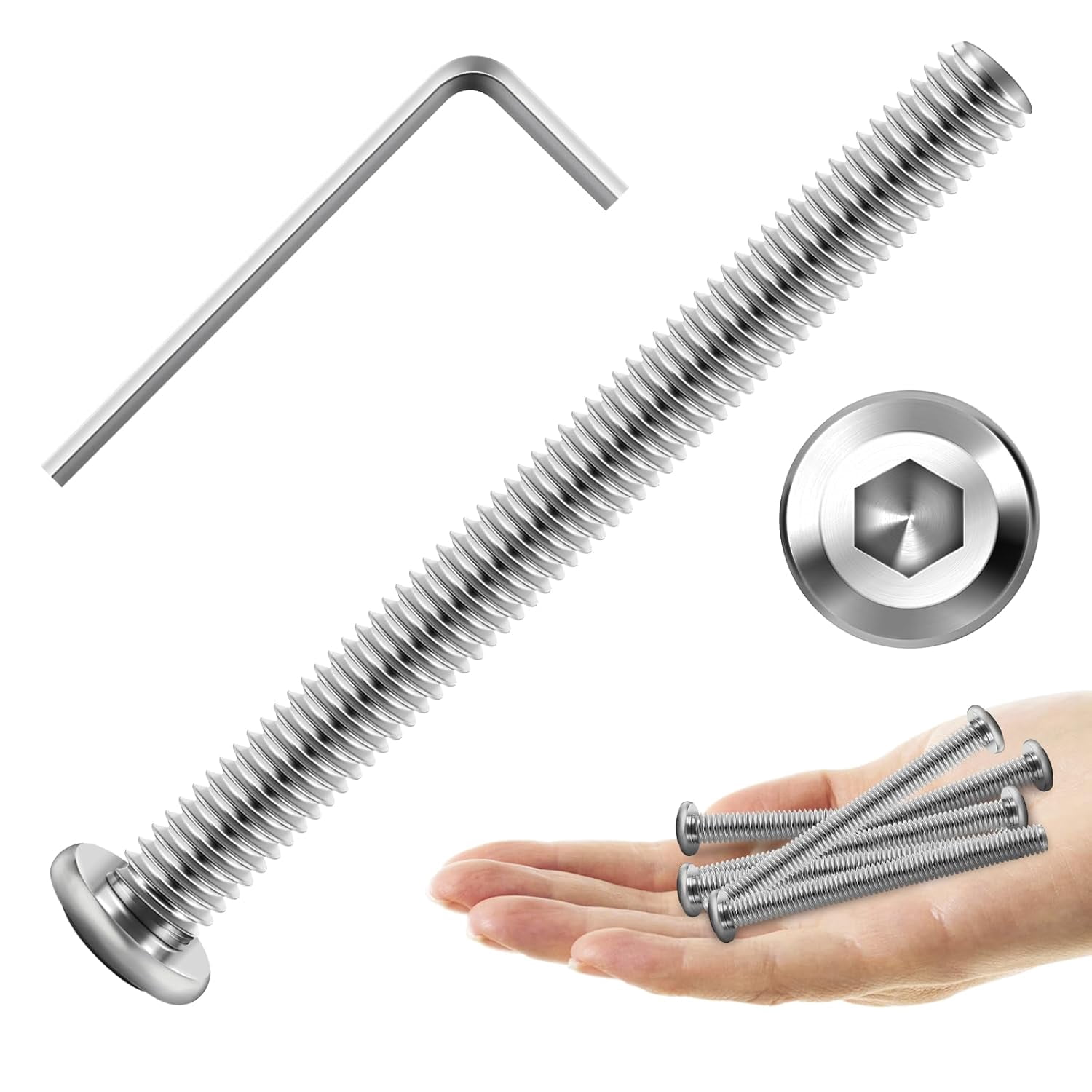 M8 x 80mm 30Pcs Silver Flat Head Hex Socket Cap Screws Bolts, 304 ...