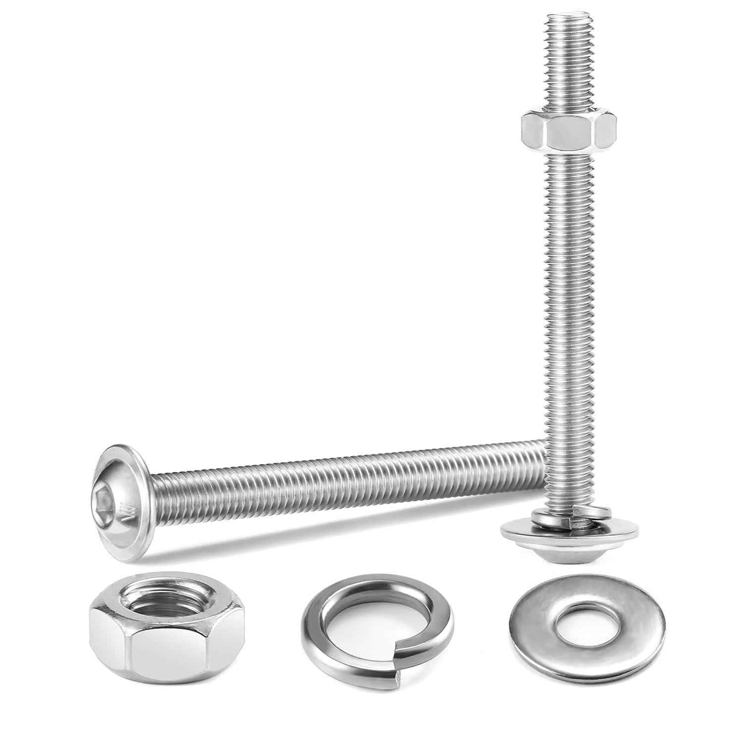 M8 x 80mm Flanged Button Head Socket Cap Screws Bolts, Nuts, Flat ...