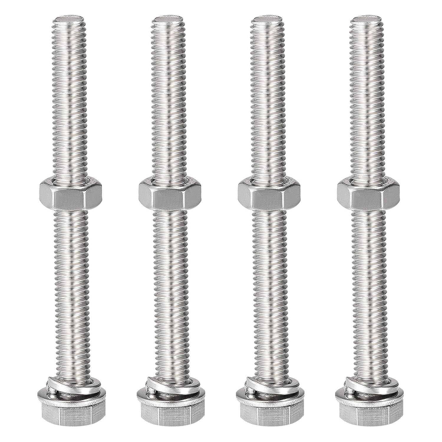 M8 x 80mm Hex Head Screws Bolts, Nuts, Flat & Lock Washers Kits, 304 Stainless Steel Fully ...