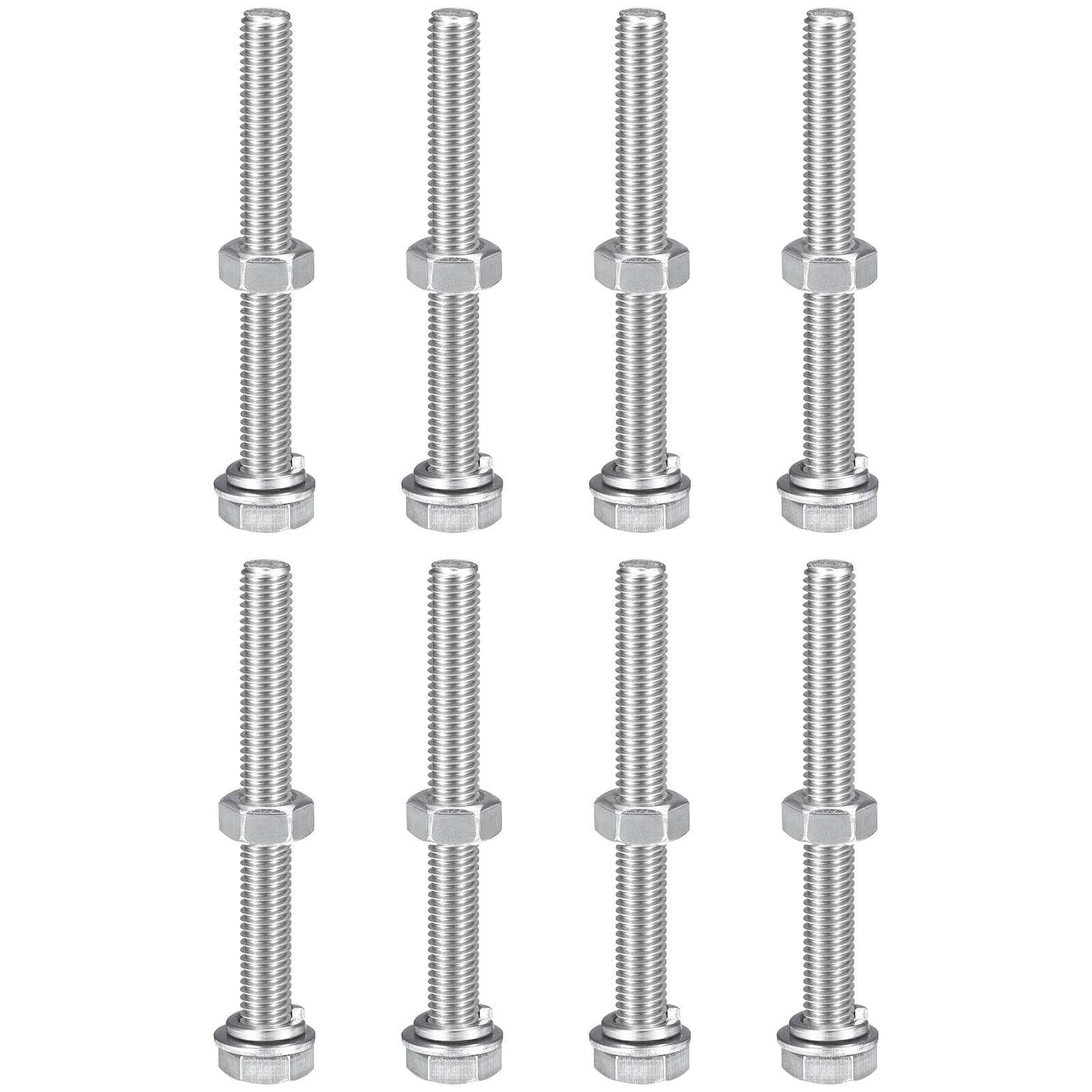 M8 x 80mm Hex Head Screws Bolts, Nuts, Flat & Lock Washers Kits, 304 Stainless Steel Fully ...