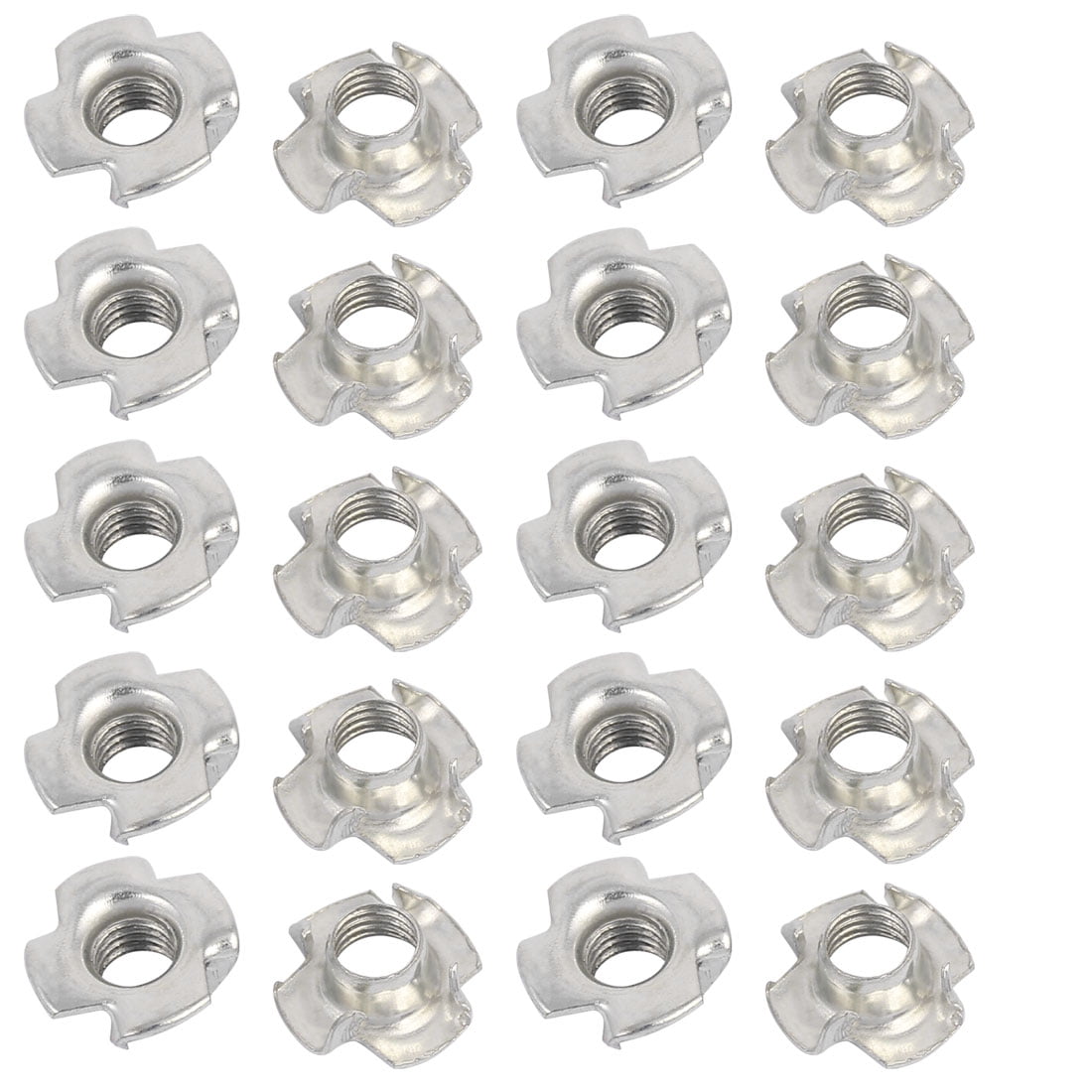 M8 x 8mm Four Pronged Tee Nuts Captive Blind Inserts 20pcs for Wood ...