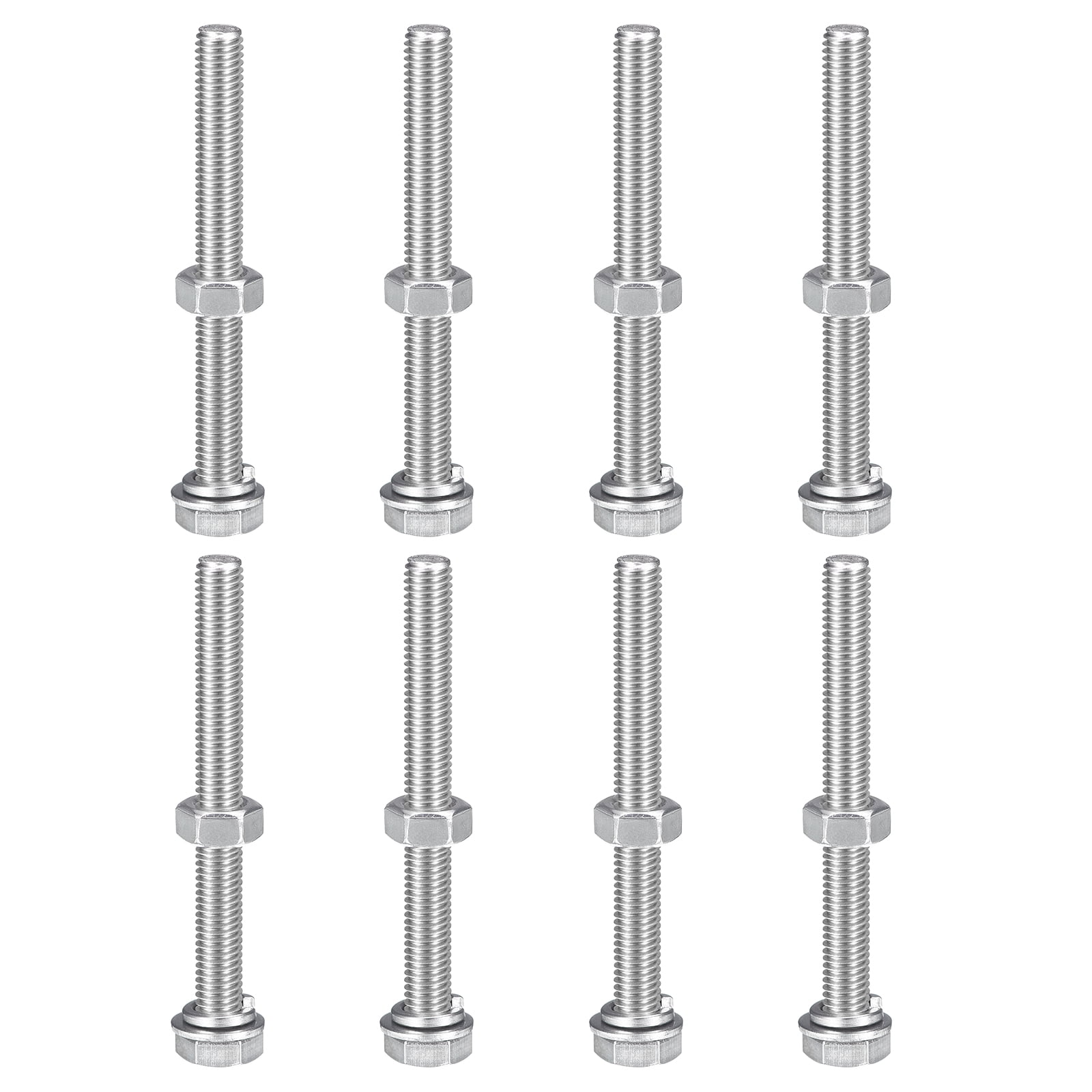 M8 x 90mm Hex Head Screws Bolts, Nuts, Flat & Lock Washers Kits, 304 Stainless Steel Fully ...