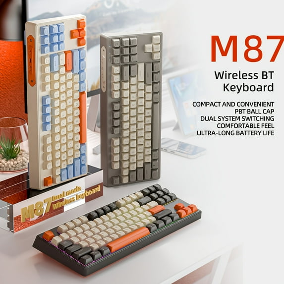M87 Wireless Mechanical Keyboard, 2.4GHz/Bluetooth/Wired Tri-Mode, RGB ...