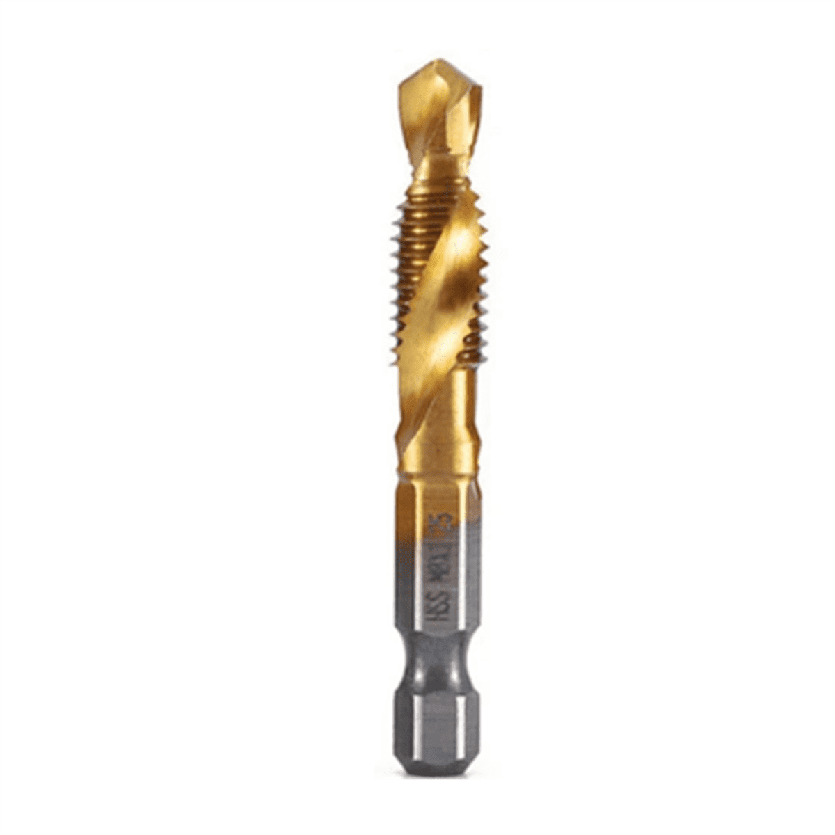 M8x1.25 Hex Shank Titanium Plated HSS Screw Thread Metric Tap Drill ...