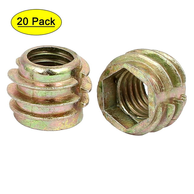 M8x10mm Hex Socket Threaded Insert Nuts Bronze Tone 20pcs for Wood ...