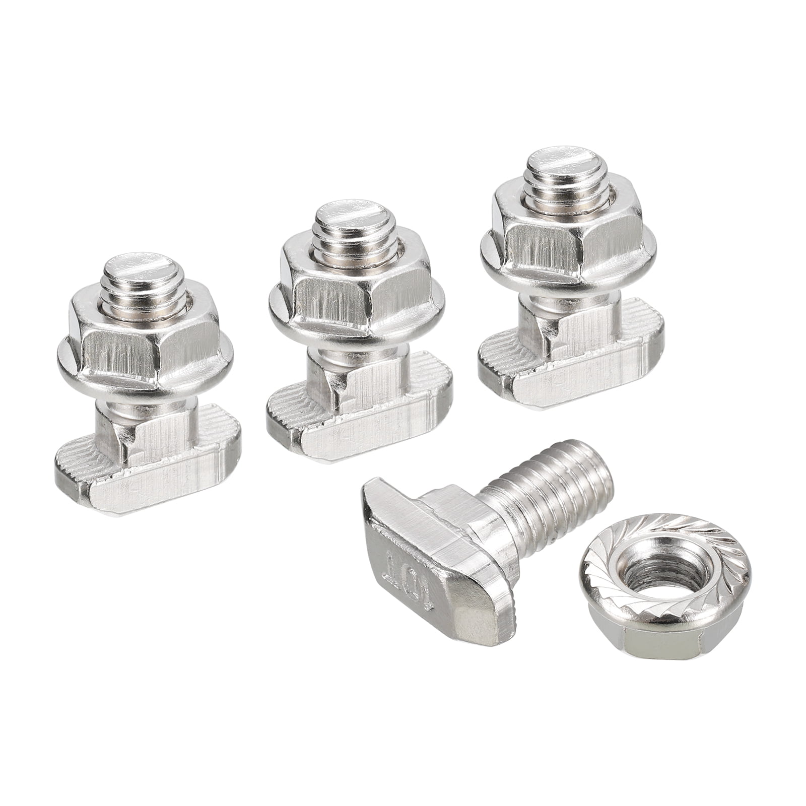 M8x16mm T Slot Drop in Bolt and M8 Hexagon Flange Nut Set 8 Sets T-Bolt ...