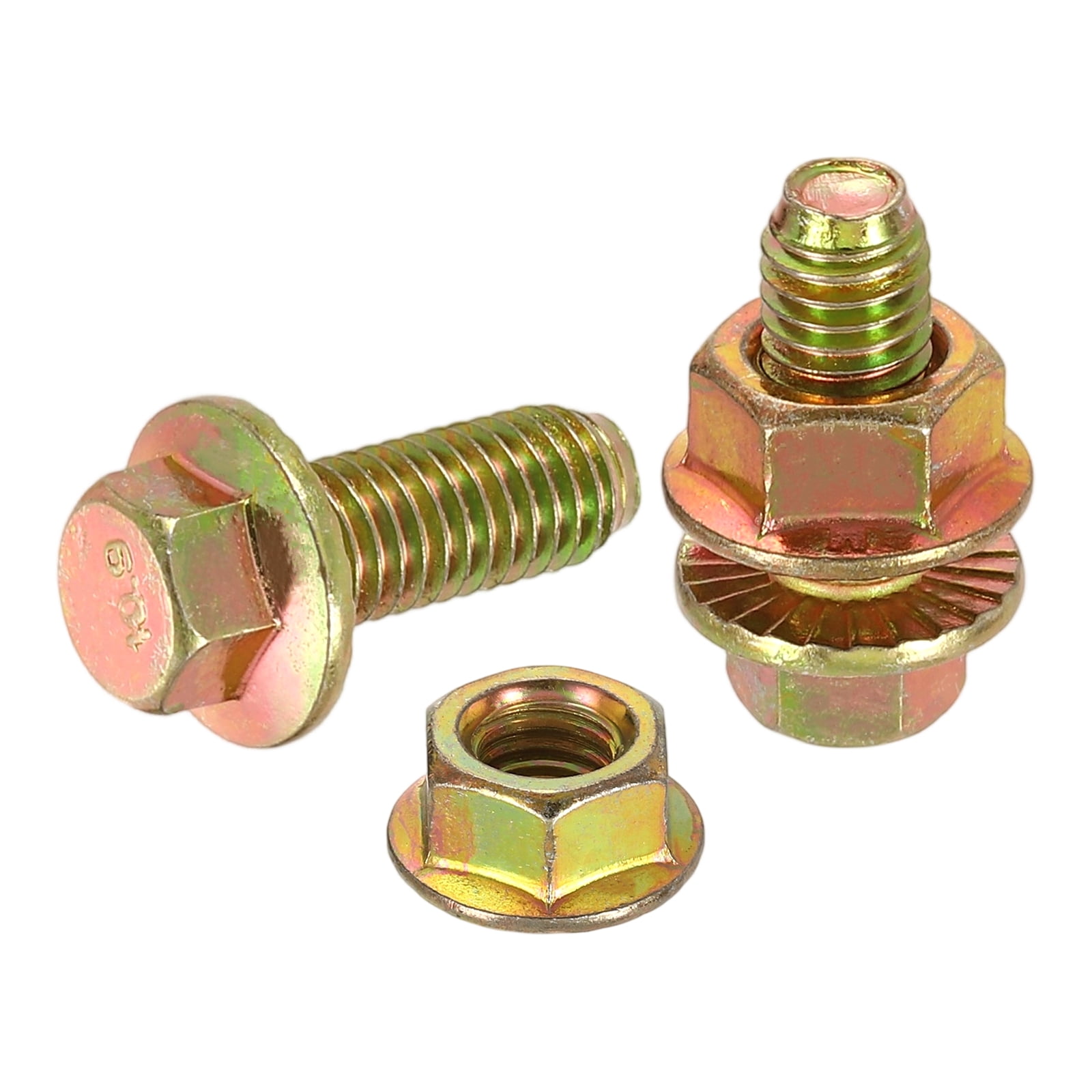 M8x20mm 10Pcs Carbon Steel Flanged Hex Bolts with Nuts, Fully Threaded ...