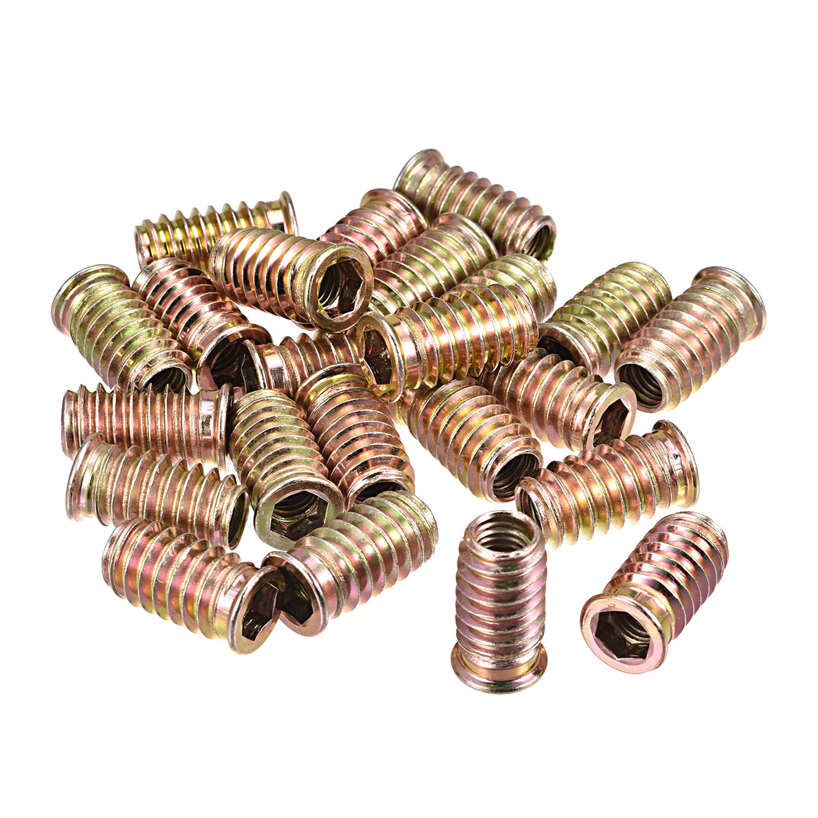 M8x25mm Furniture Screw-in Nut Carbon Steel Color Zinc Plating 64 Pack ...