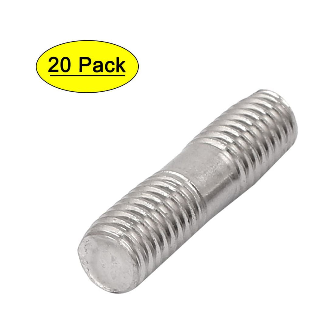 M8x30mm 304 Stainless Steel Double End Thread Stud Teeth Rod Silver ...