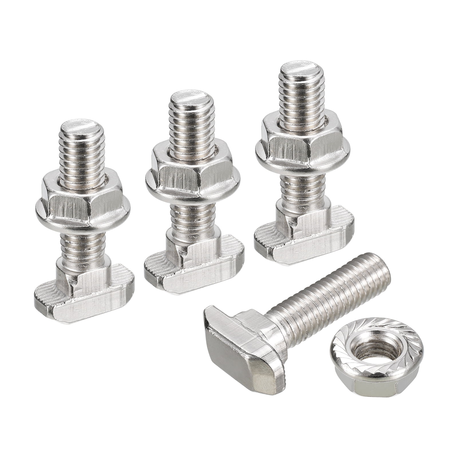 M8x30mm T Slot Drop in Bolt and M8 Hexagon Flange Nut Set 10 Sets T ...