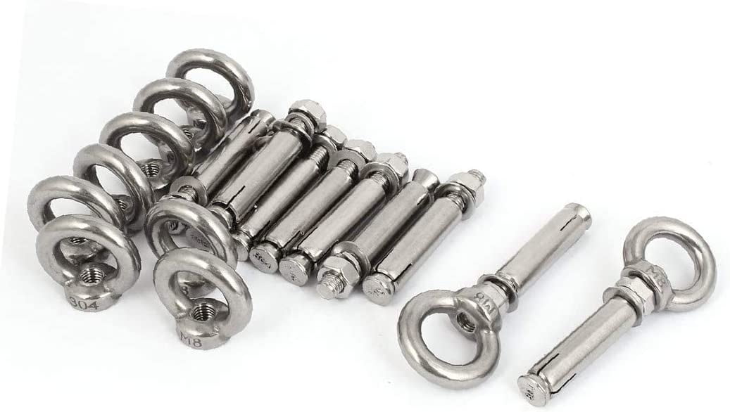 M8x70mm Expansion Screws Closed Hook Anchor Bolts 10pcs for Wall ...