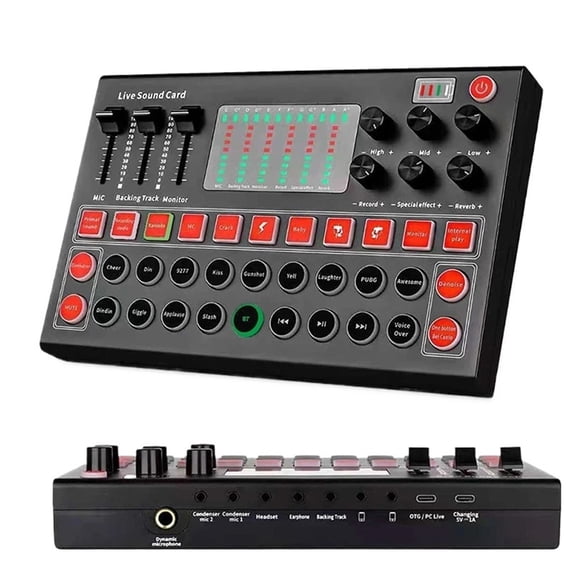 M9 Audio Interface Sound Card Live Voice Mixer External USB Sound Card ...