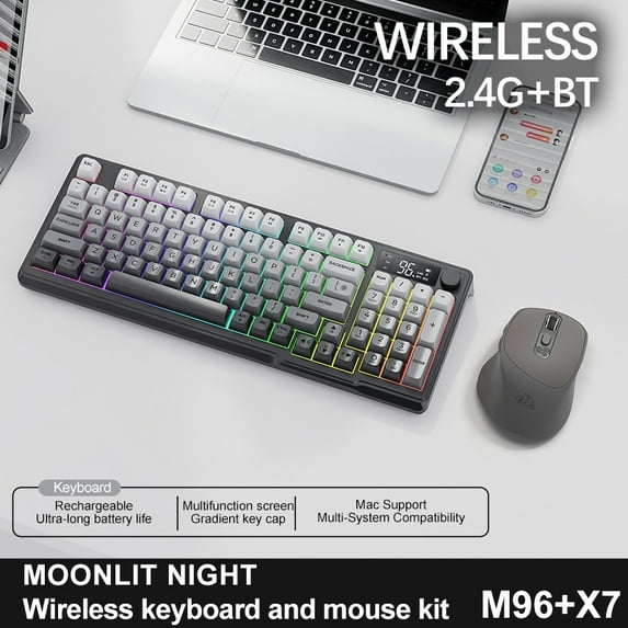 M96 Screen Wireless Keyboard Mouse Kit ZIYOULANG Bluetooth Keyboard ...