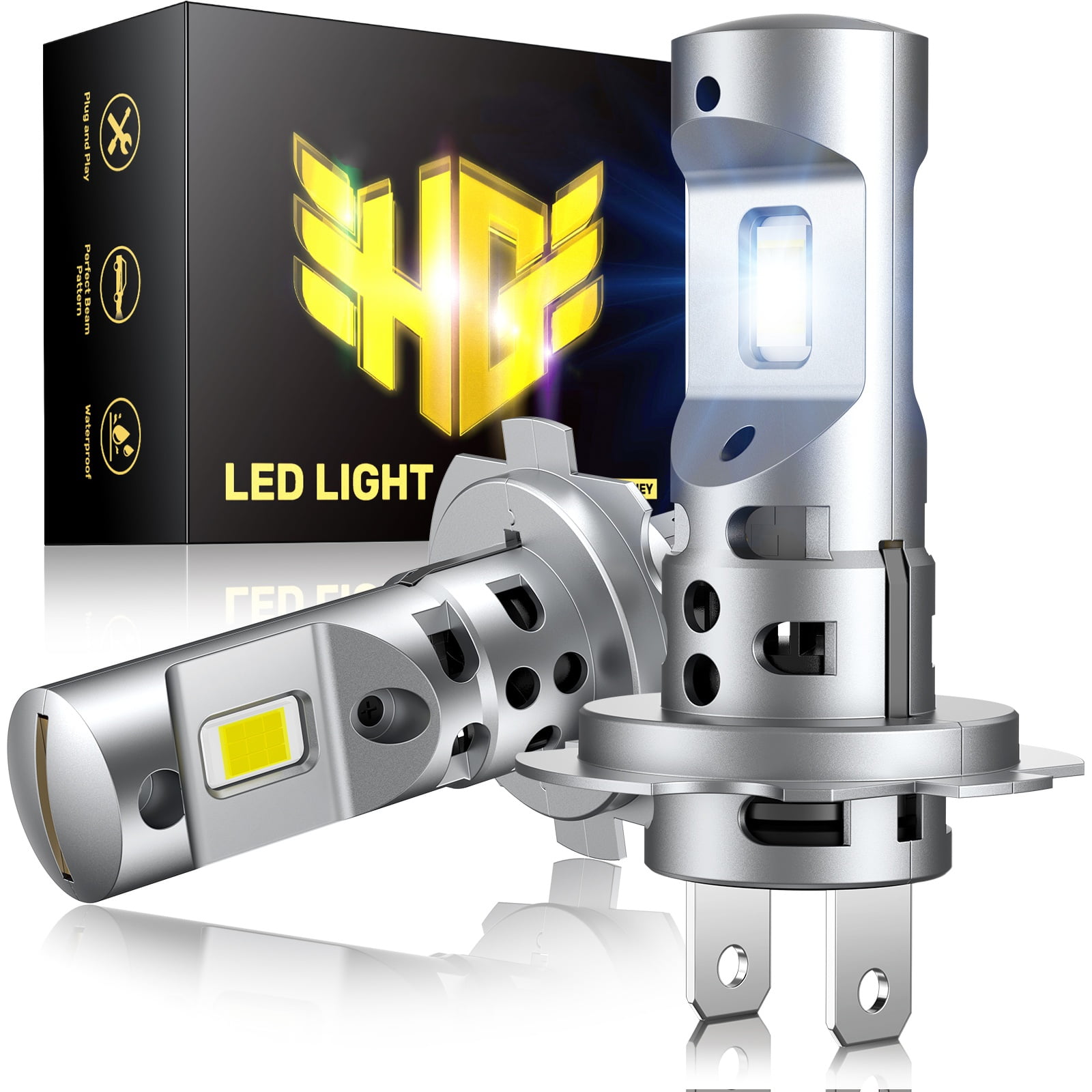 M9F H7 70W 6500K White 20000LM IP68 LED Headlight Bulbs 2 Pcs - Walmart.com