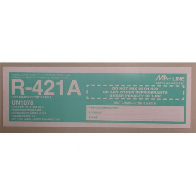 MA-Line MA-R421ASC Refrigerant Label for R421A - Walmart.com