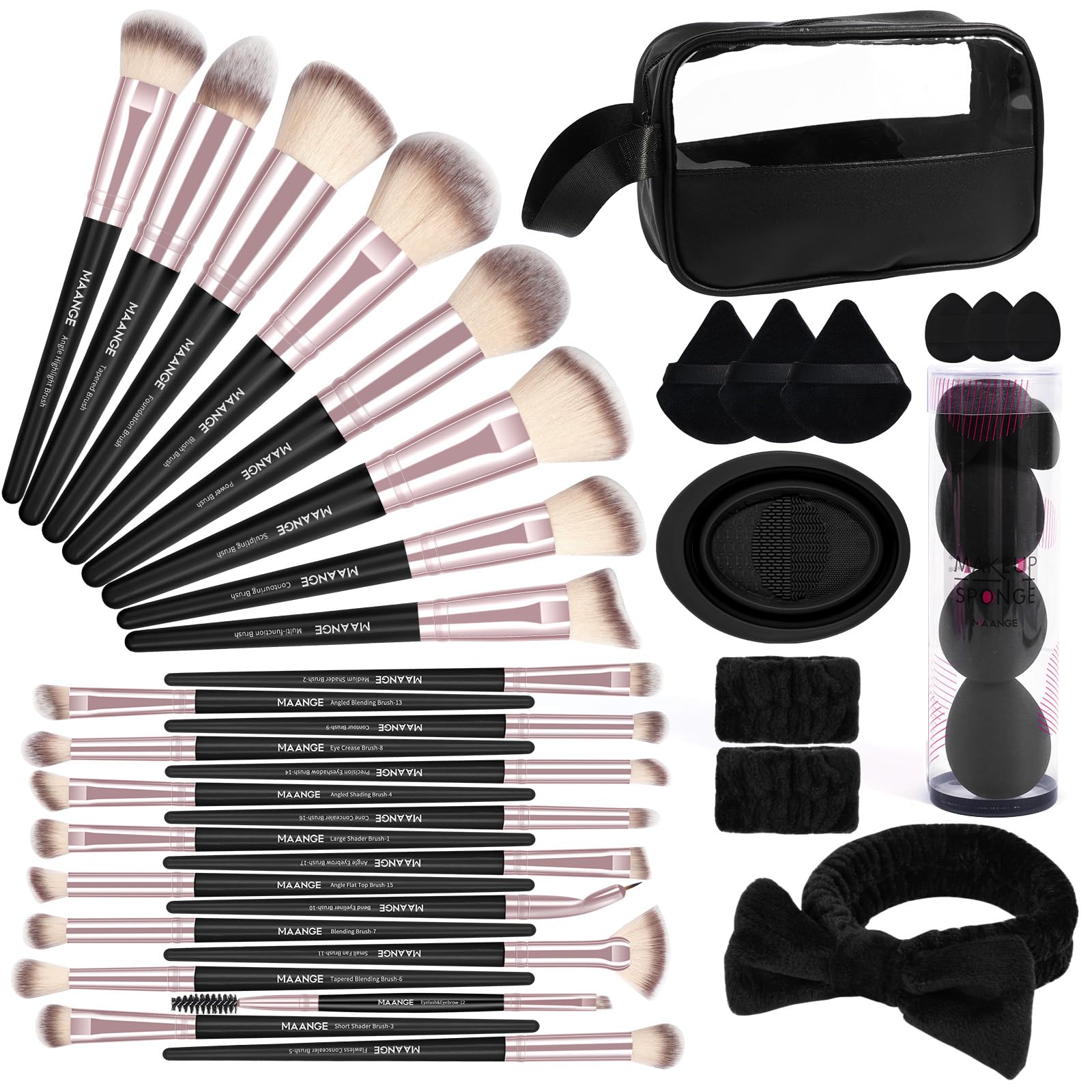 MAANGE Makeup Brushes 42 RRF12 Pcs Makeup Kit, Multi-functional Makeup ...